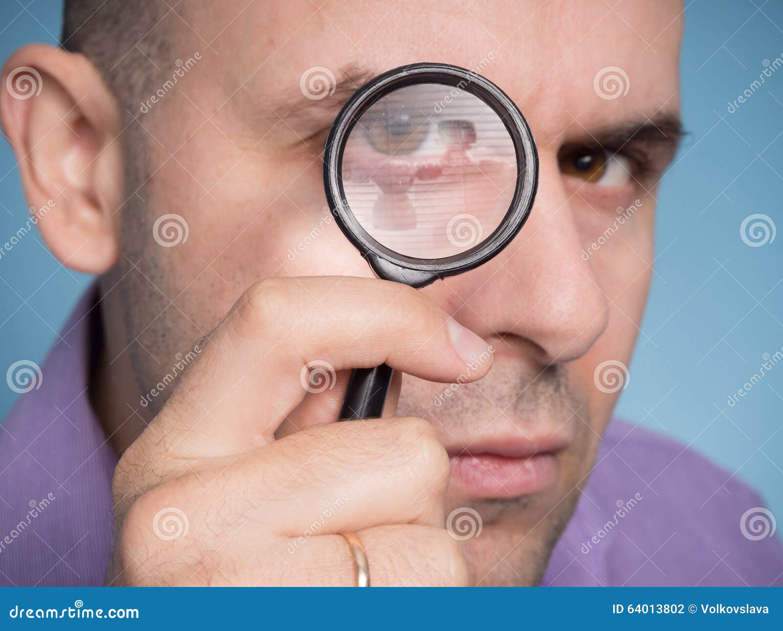 Man Looking Through Magnifying Glass Royalty-Free Stock Photography ...