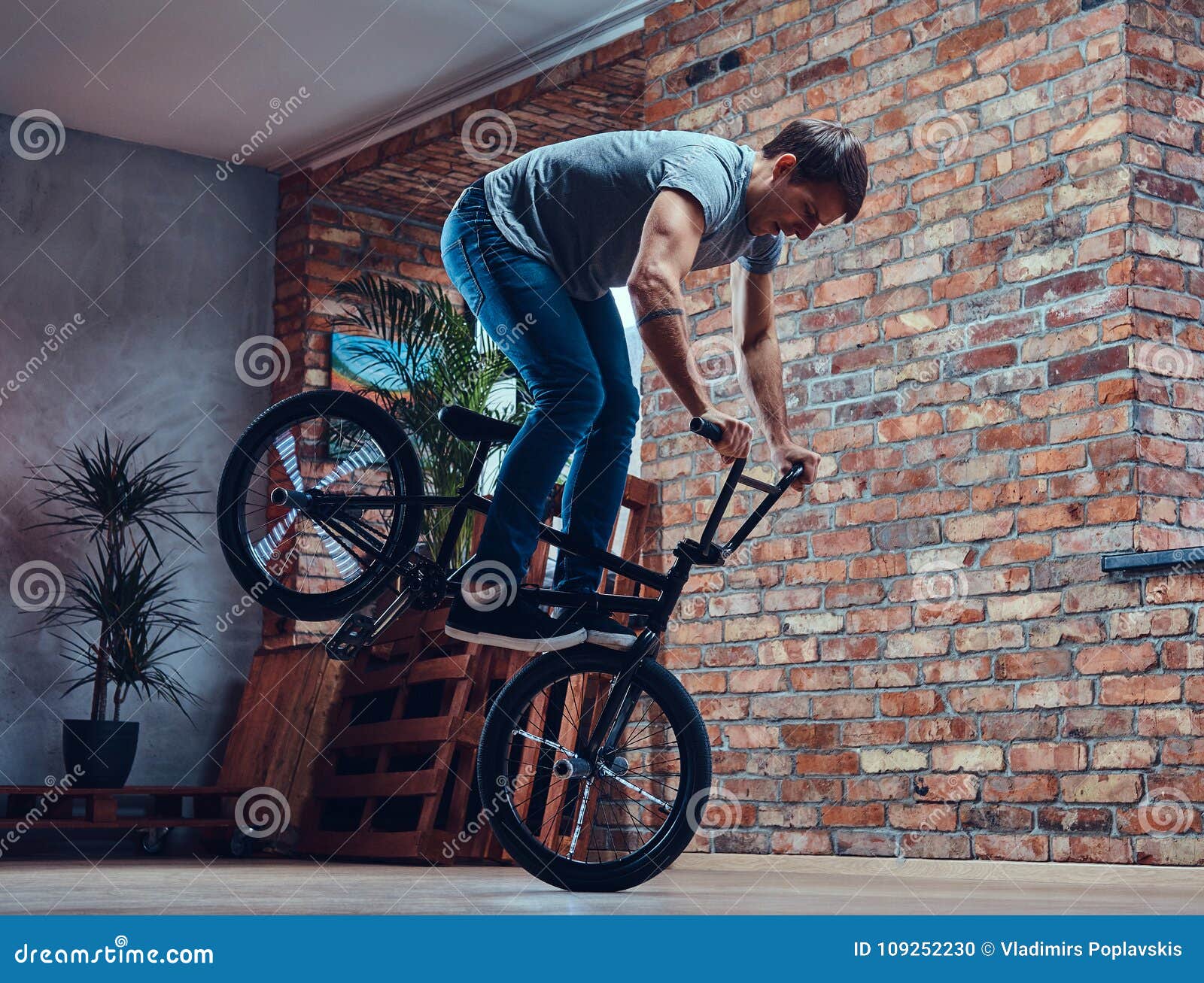 A Handsome Man with BMX in a Studio. Stock Photo - Image of alone ...