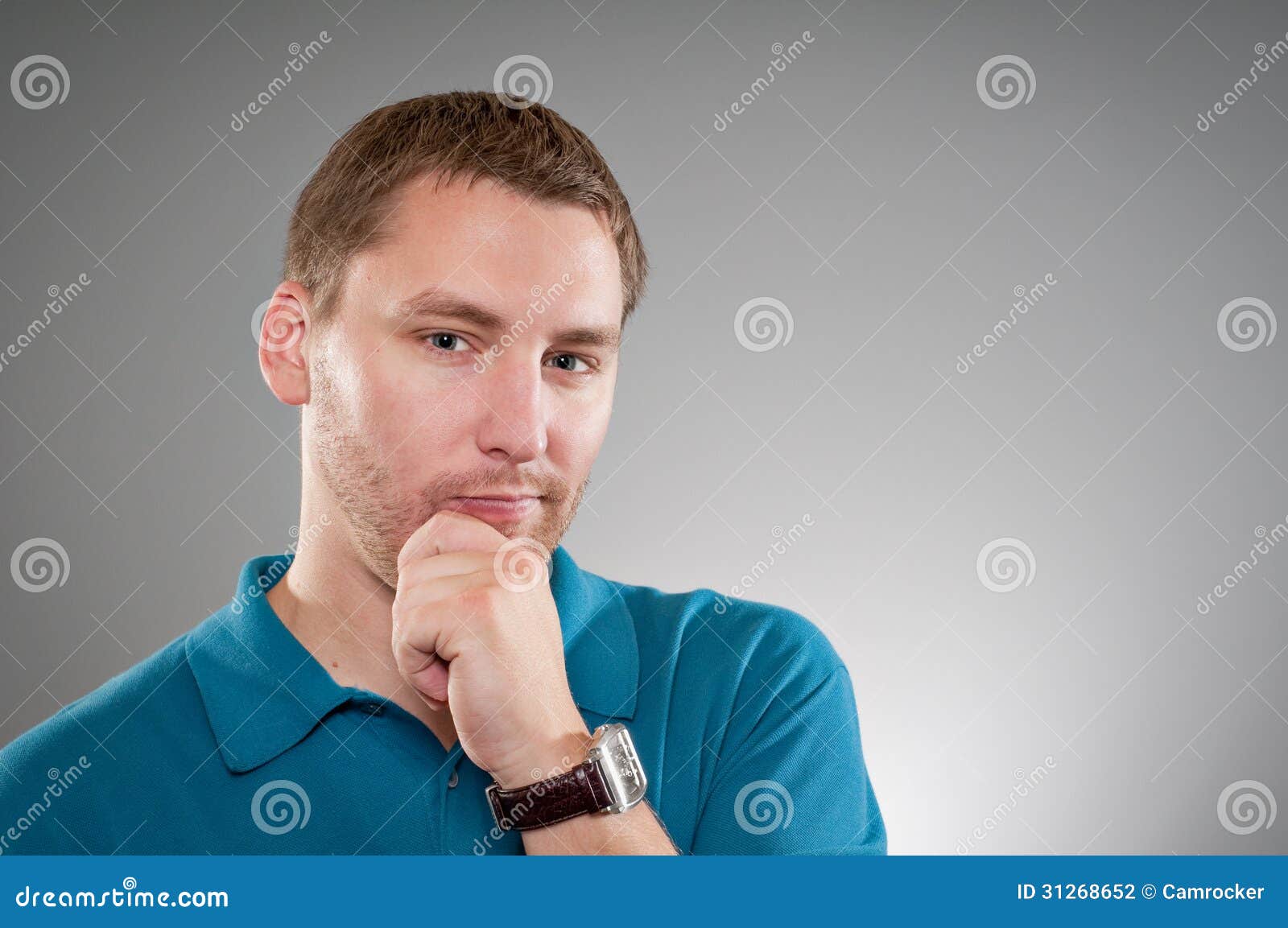 Caucasian Man Making a Decision Stock Photo - Image of hand, people ...