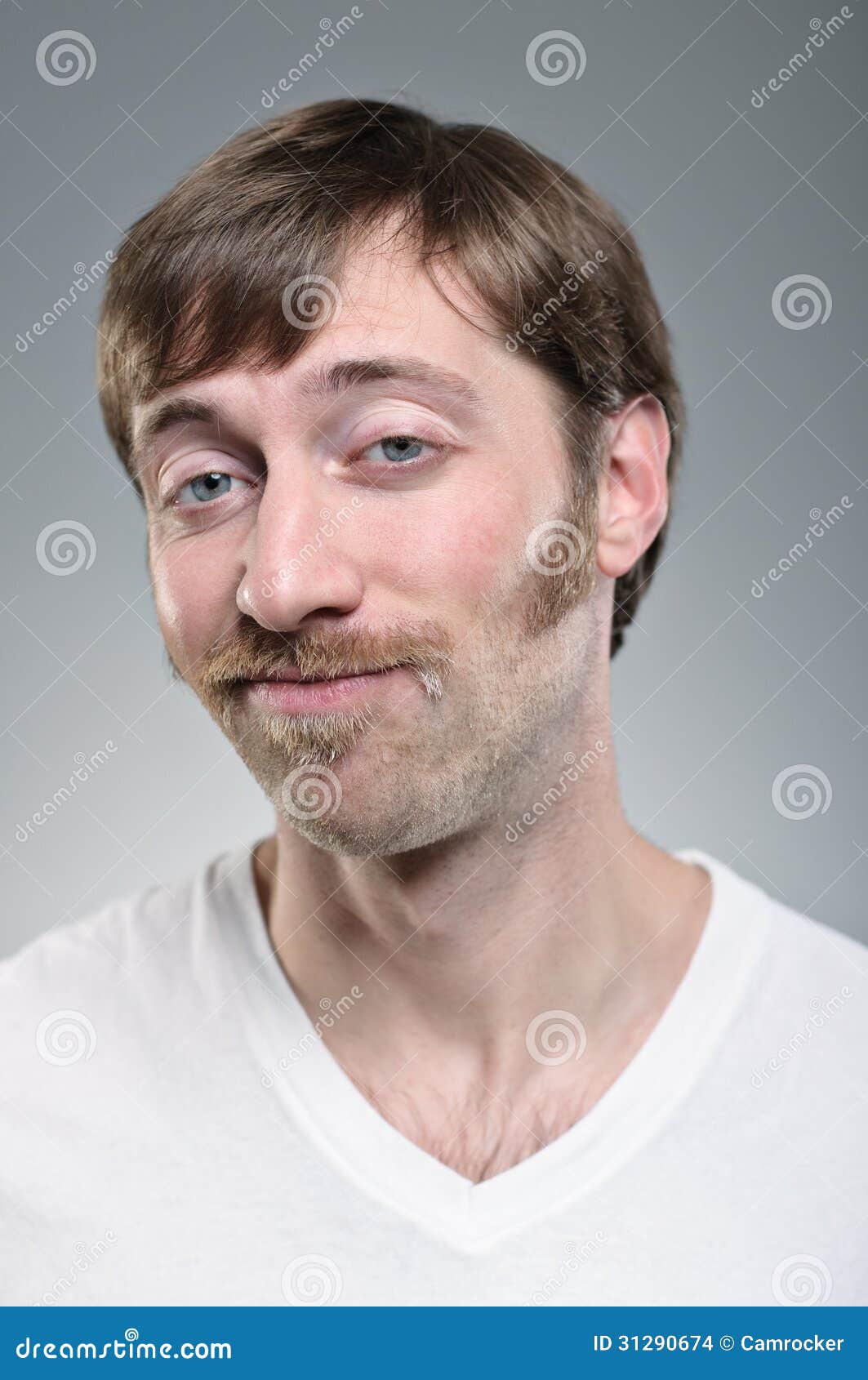 Caucasian Man with a Mustache Smiling Stock Photo - Image of studio ...