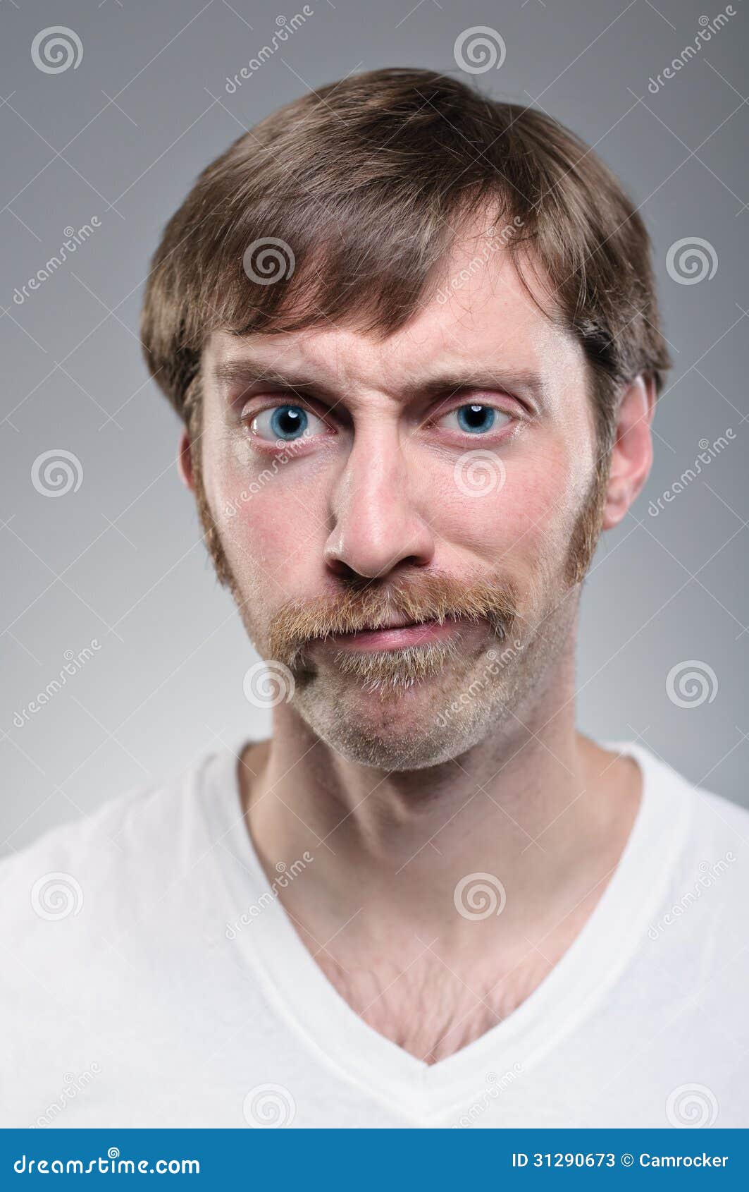 Caucasian Man with Mustache Smirking Stock Image - Image of hair ...
