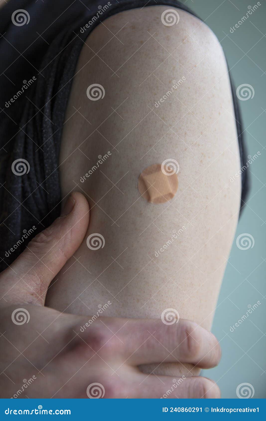 Caucasian Man with a Plaster on Their Arm after a Vaccination Injection ...