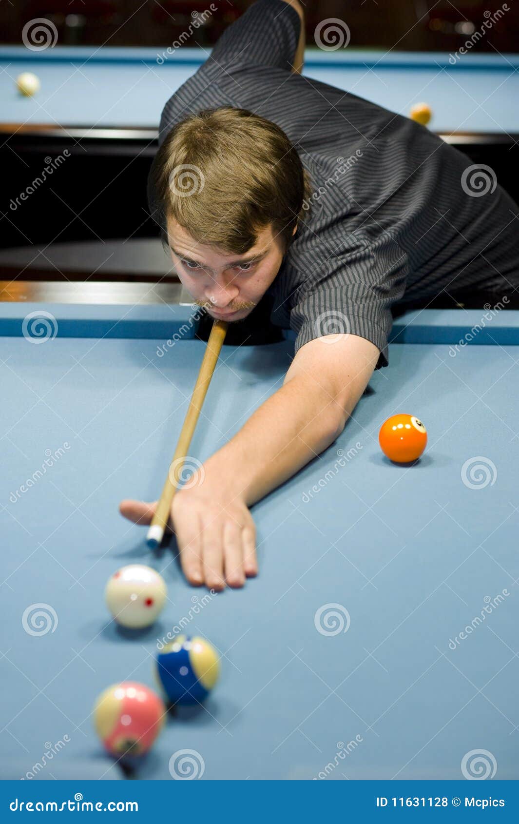 Caucasian man playing pool stock photo. Image of game - 11631128