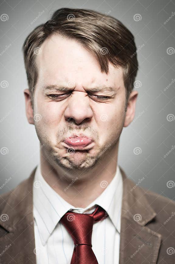 Caucasian Man Pouting Expression Portrtait Stock Image - Image of ...