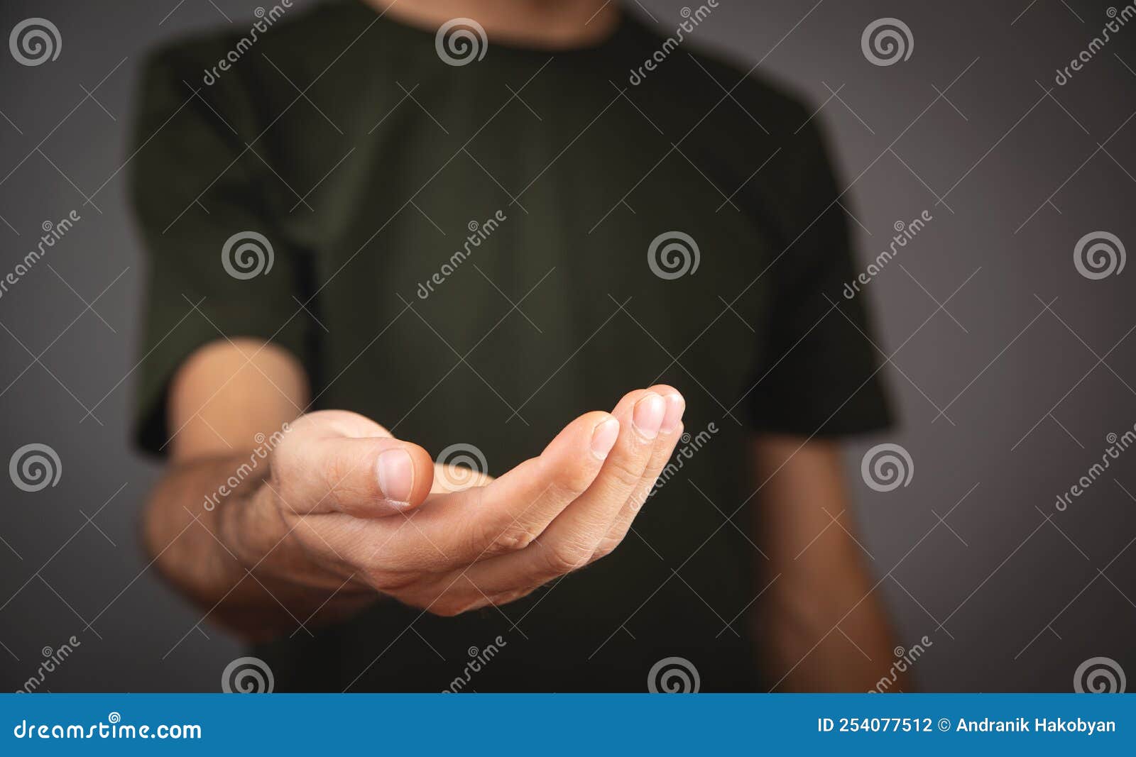 Caucasian Man Showing Empty Hand Stock Photo - Image of hand, give ...