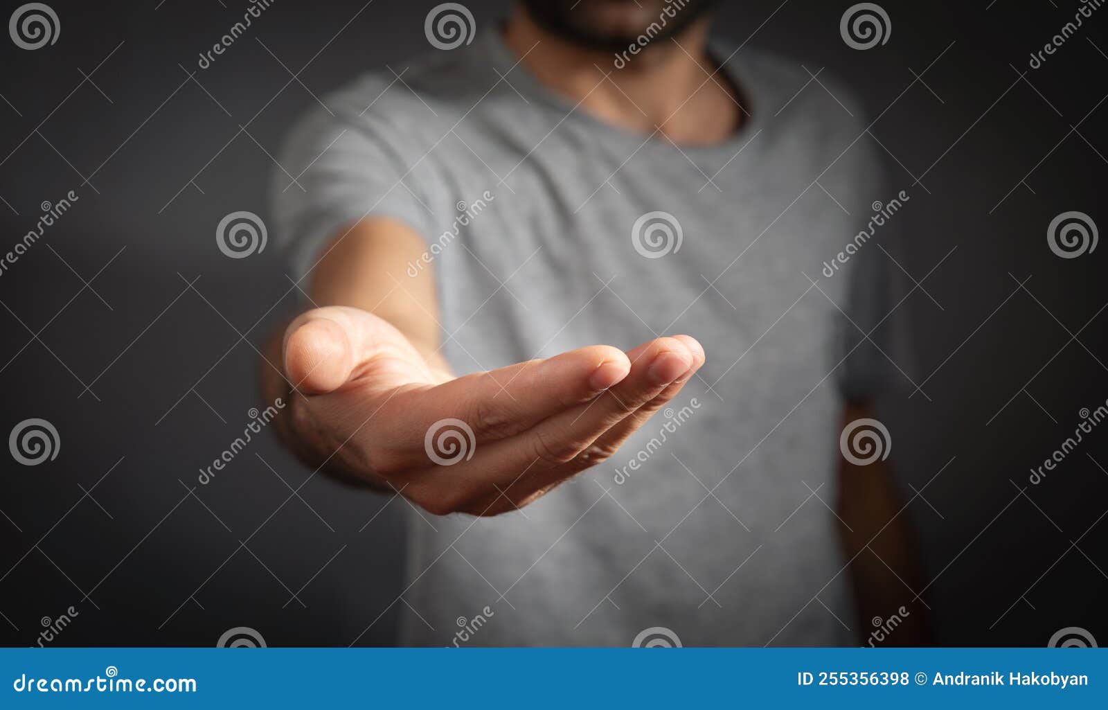 Caucasian Man Showing Empty Hand Stock Photo - Image of gesture ...