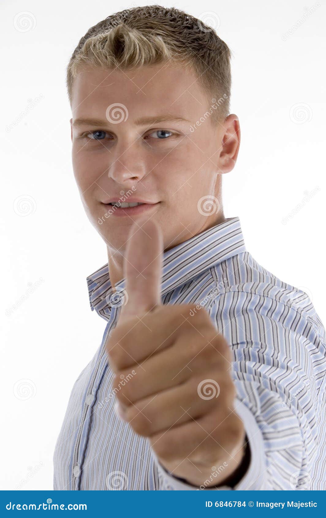 Caucasian Man Showing Thumb Stock Photo - Image of male, blonde: 6846784