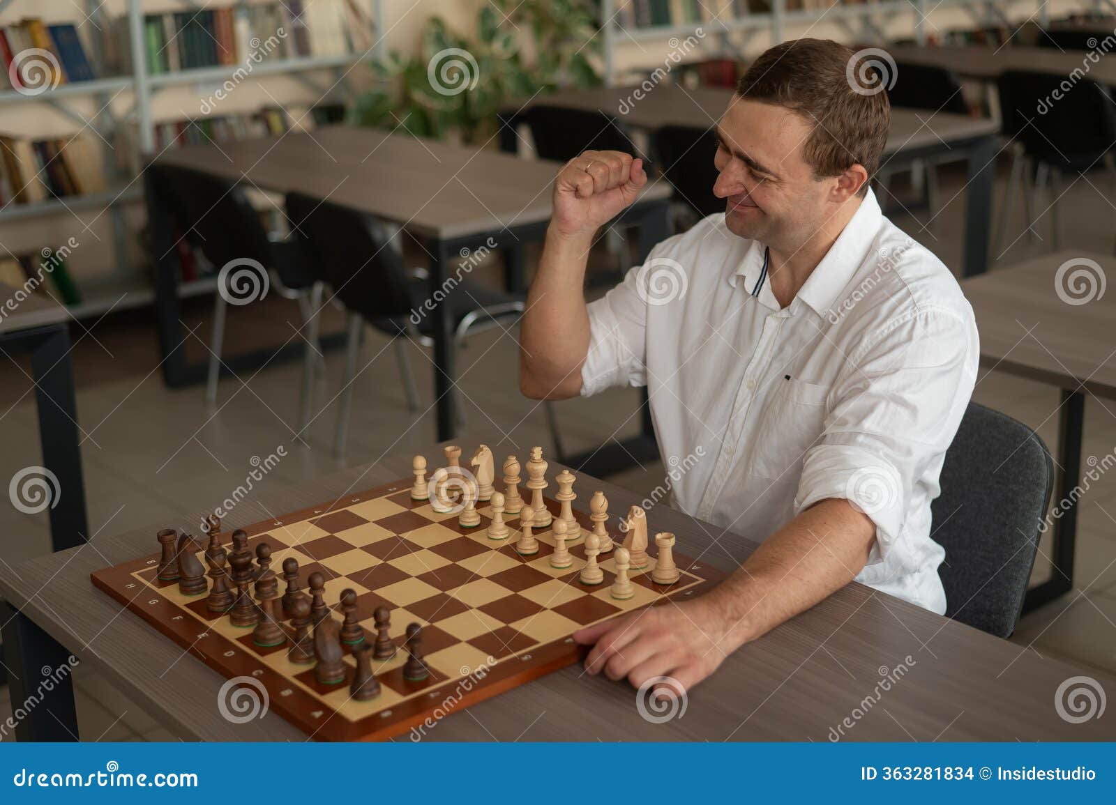 Caucasian Man Thinking about a Chess Move. Stock Photo - Image of ...