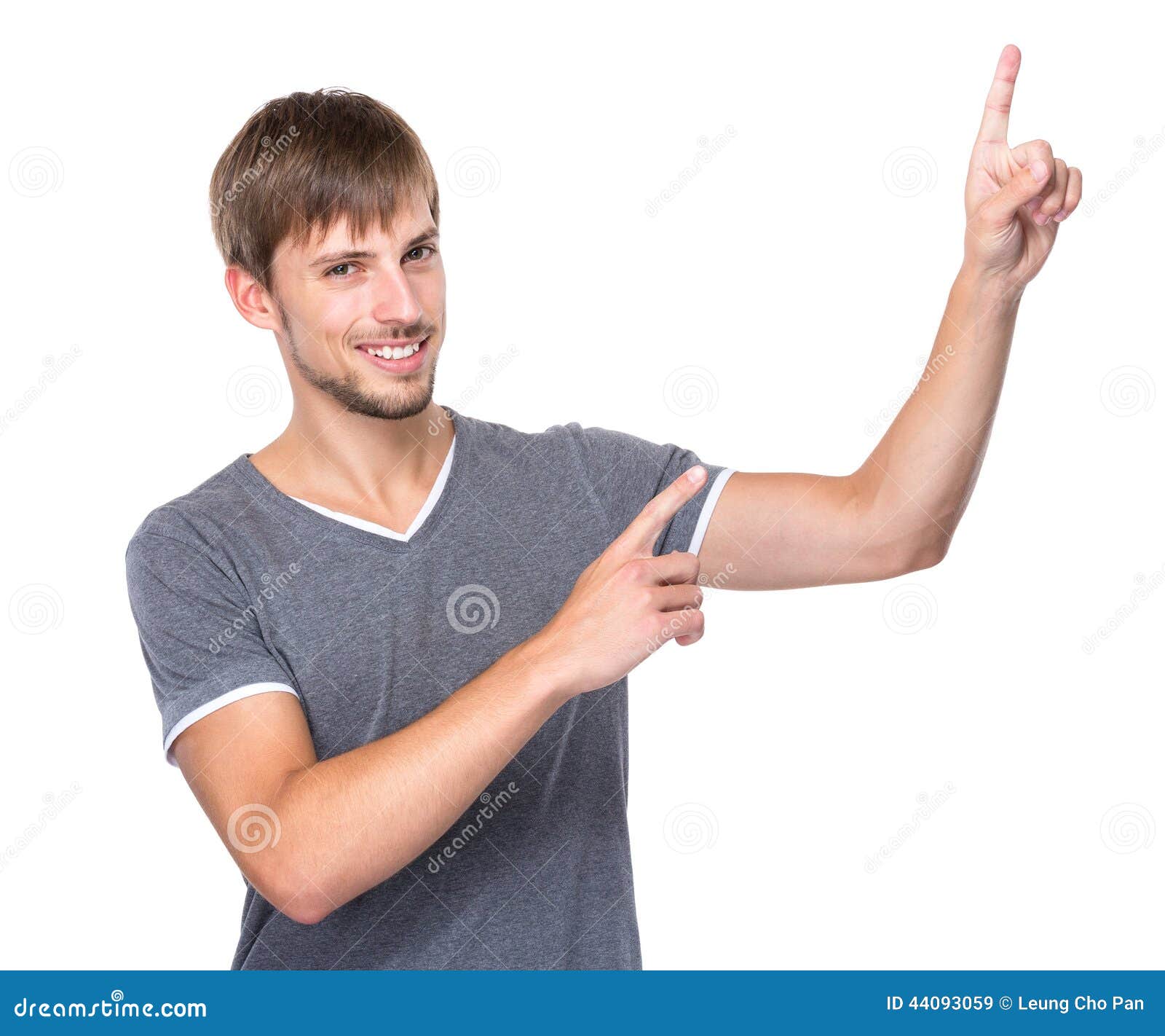 Caucasian Man with Two Finger Up Stock Image - Image of cutout ...