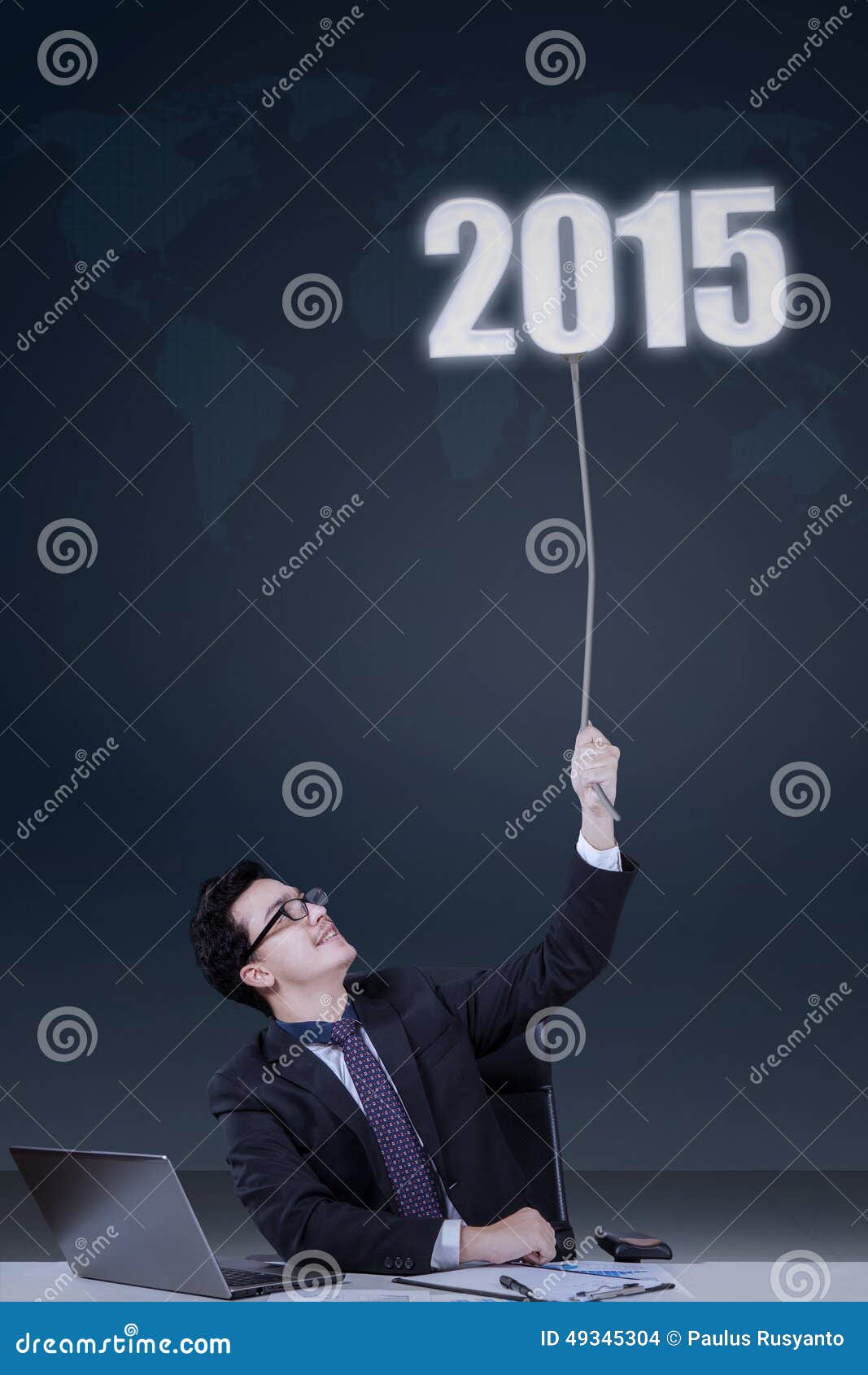 Caucasian Manager Pulling Numbers 2015 Stock Photo - Image of ...
