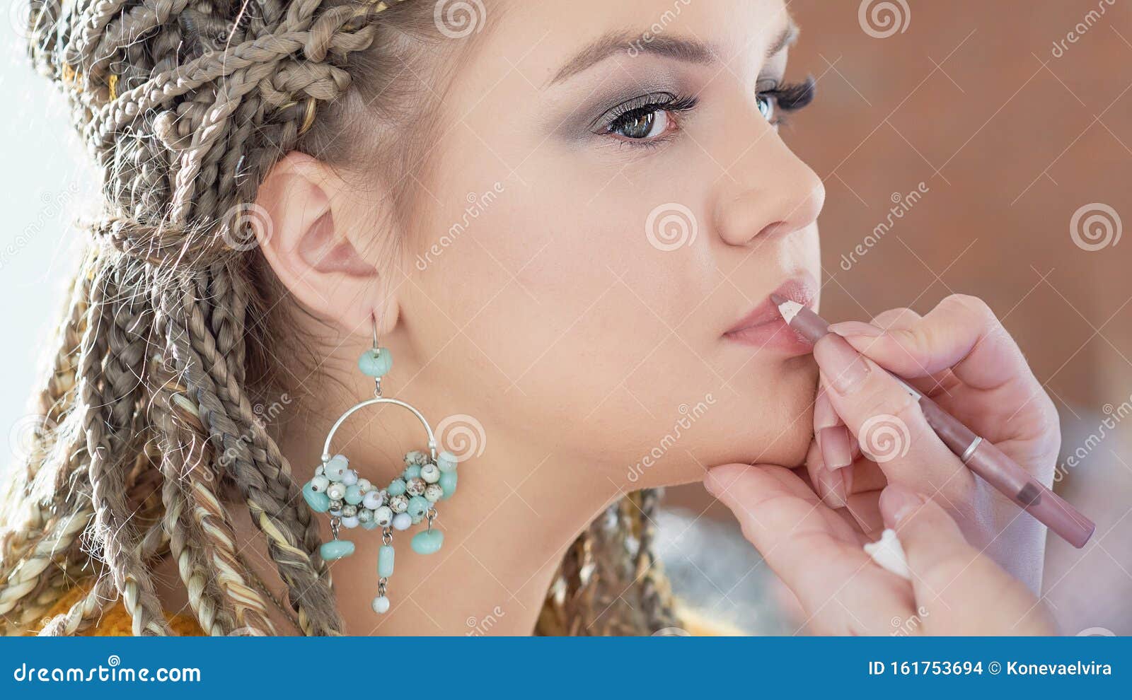 Caucasian Model False Eyelashes during Make-up Session.. the Model Has ...
