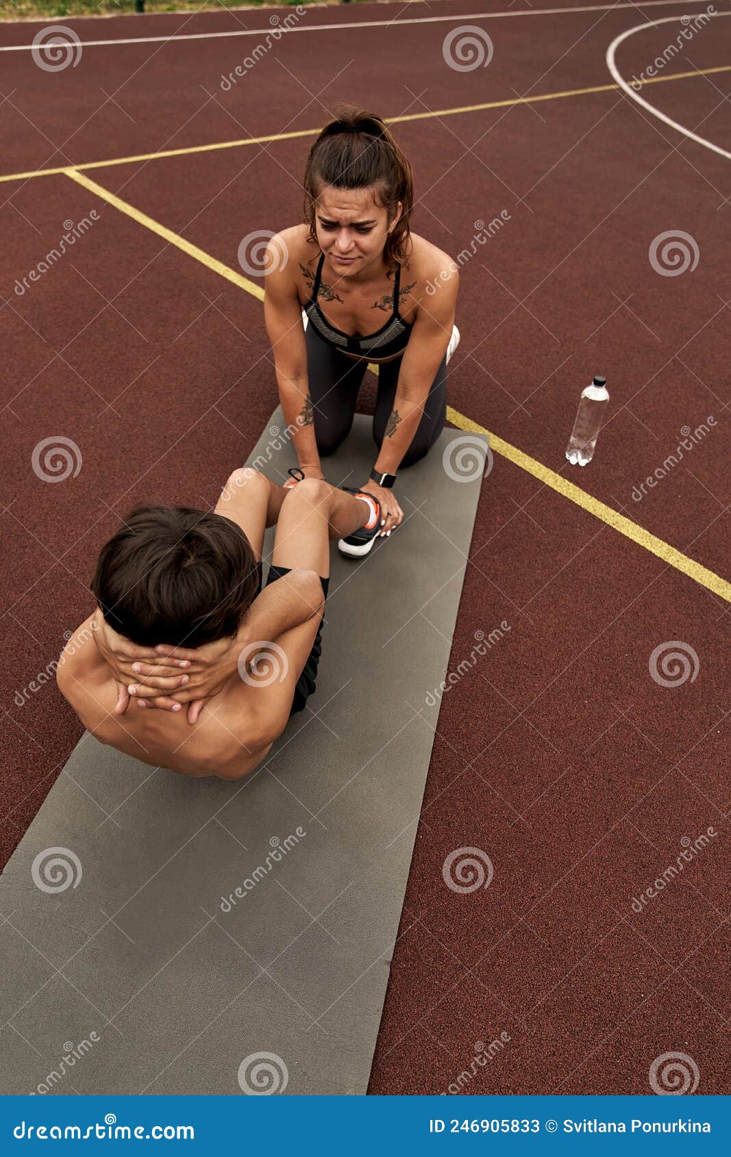 Caucasian Mother with Tattoos Help Son Do Crunch Stock Image - Image of ... Caucasian Mother with Tattoos Help Son Do Crunch Stock Image - Image of ...