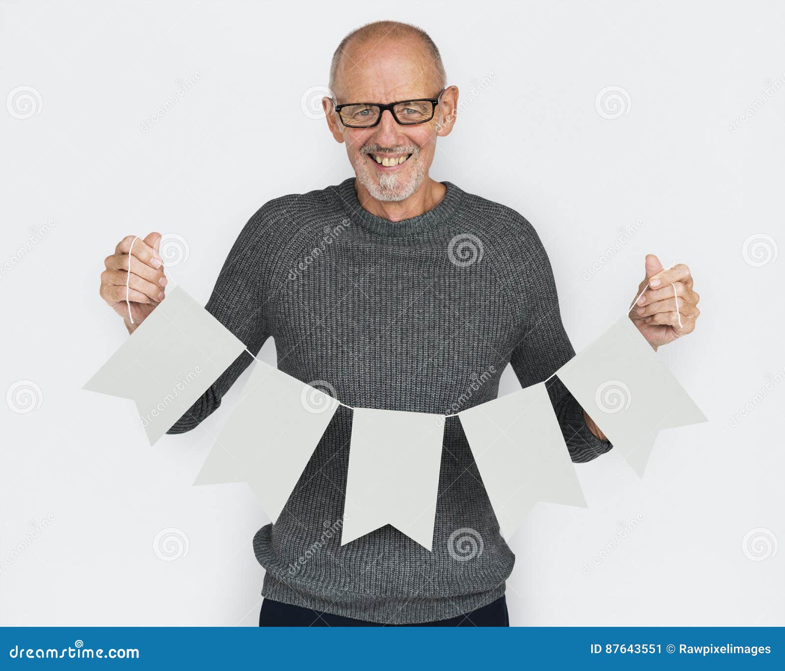 Caucasian Old Man Holding Banners Stock Image - Image of white ...