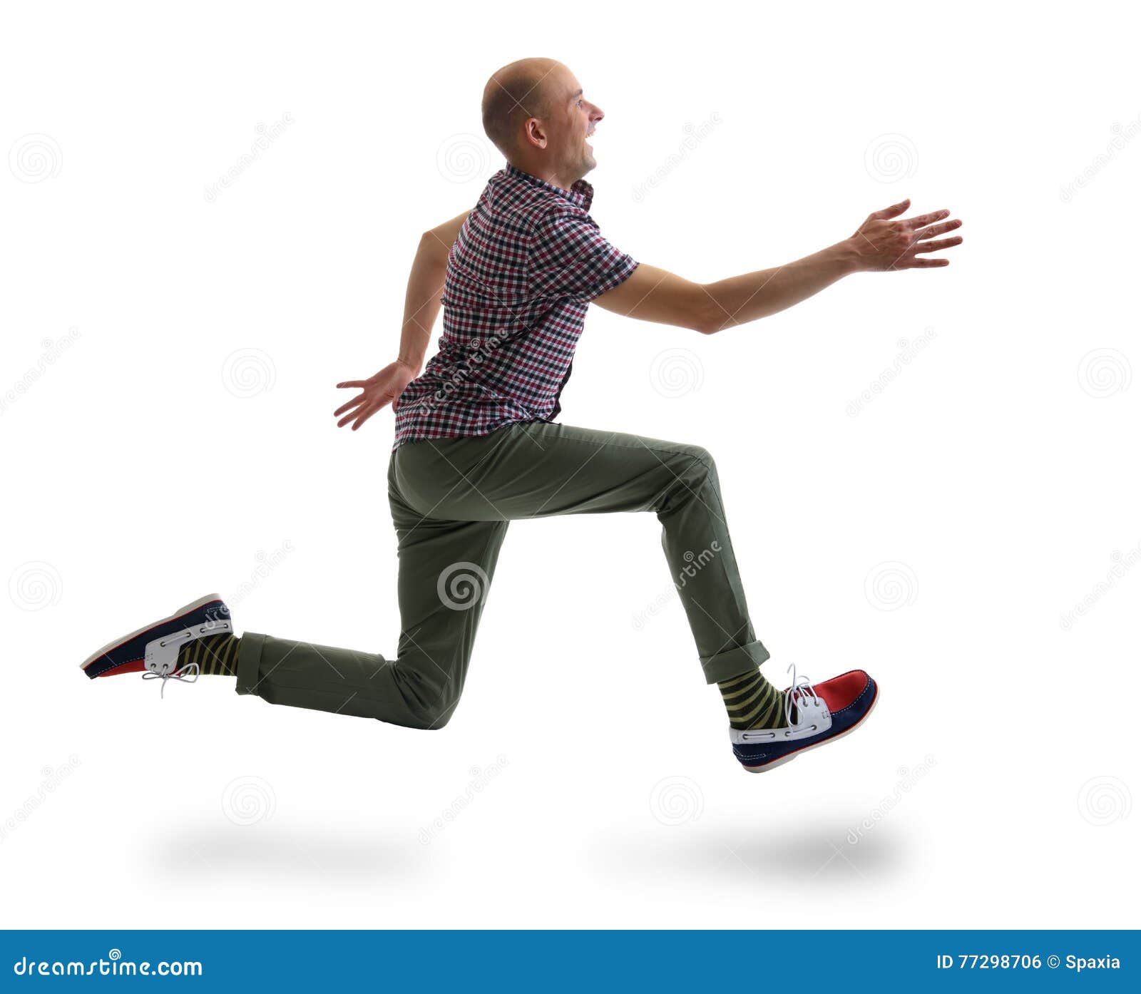 Caucasian Running Man Isolated Over White Stock Photo - Image of ...