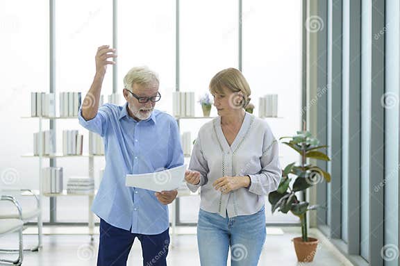 Caucasian Senior Business People Working and Brainstorming in Modern ... Caucasian Senior Business People Working and Brainstorming in Modern ...