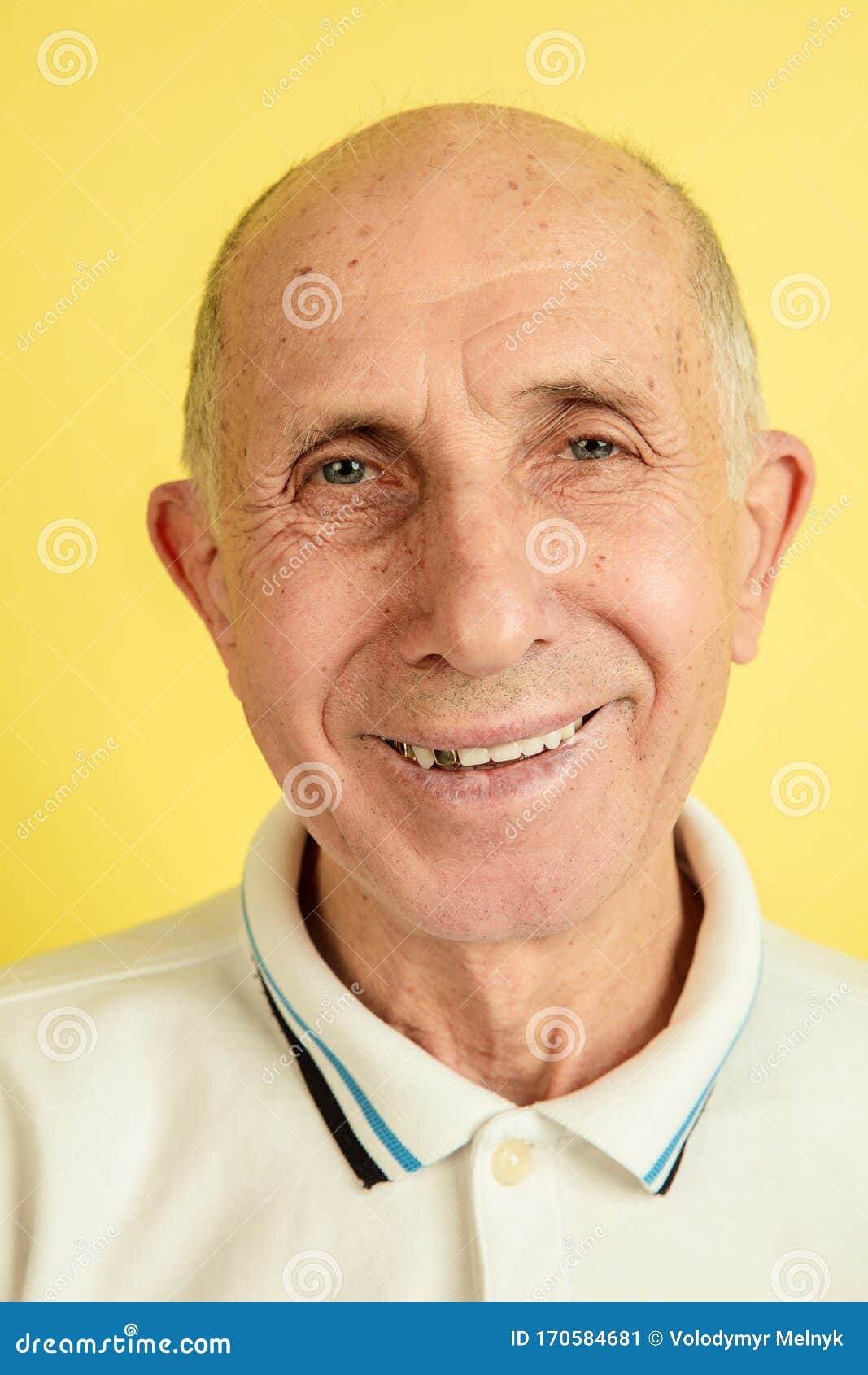 Caucasian Senior Man`s Portrait Isolated on Yellow Studio Background ... Caucasian Senior Man`s Portrait Isolated on Yellow Studio Background ...