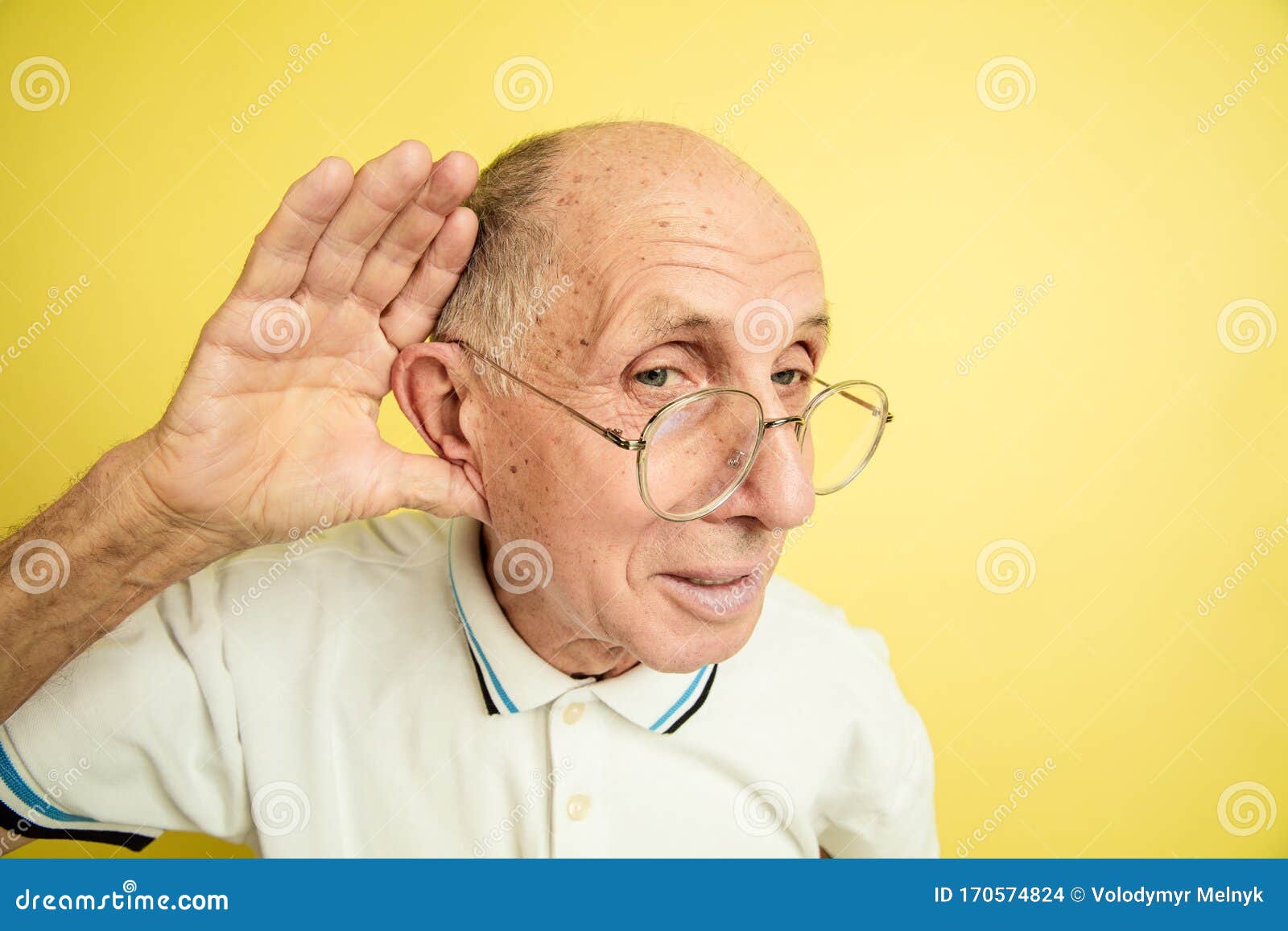 Caucasian Senior Man`s Portrait Isolated on Yellow Studio Background ... Caucasian Senior Man`s Portrait Isolated on Yellow Studio Background ...