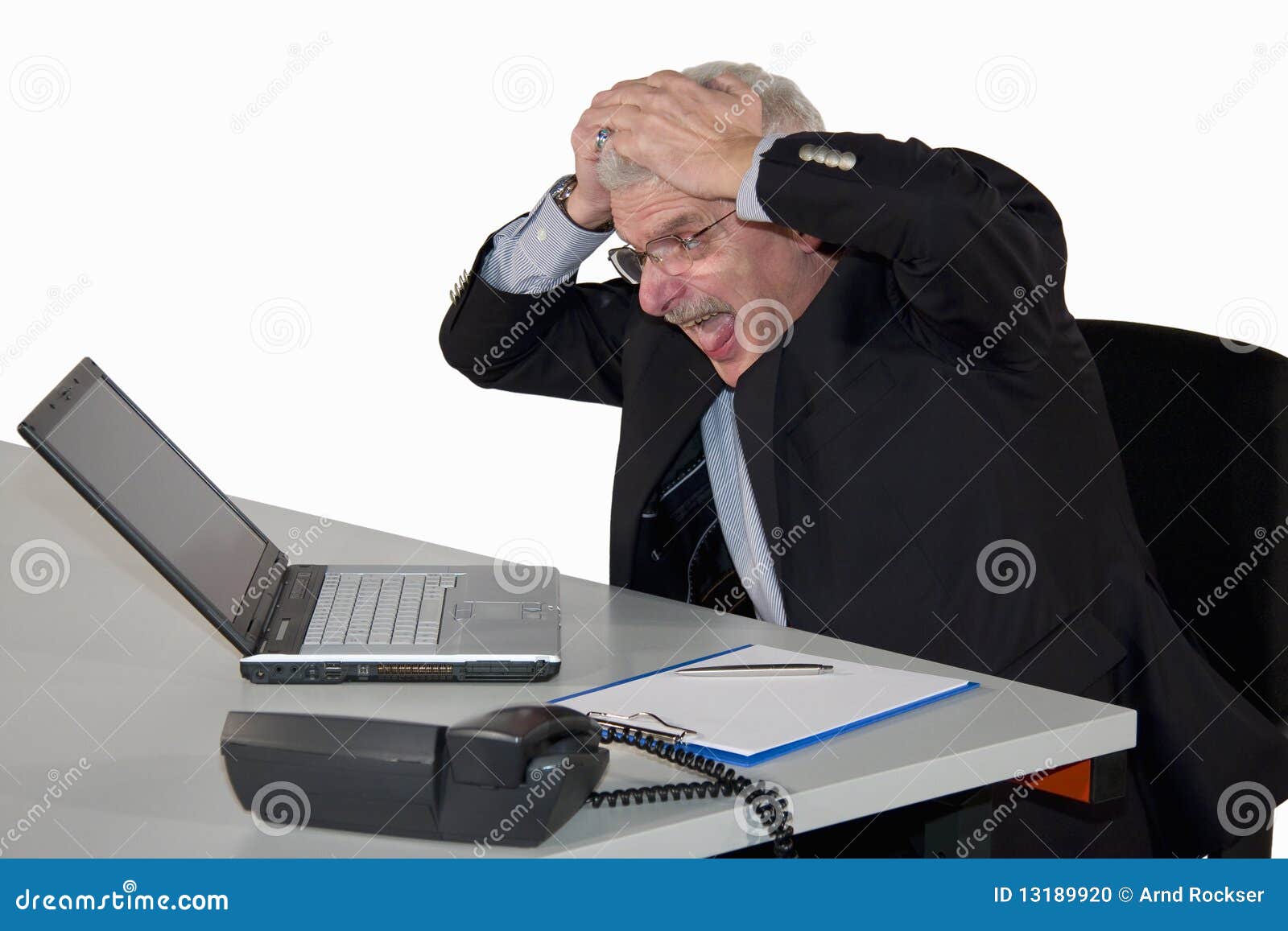 Caucasian Senior Manager Freaking Out Stock Photo - Image of fail ...