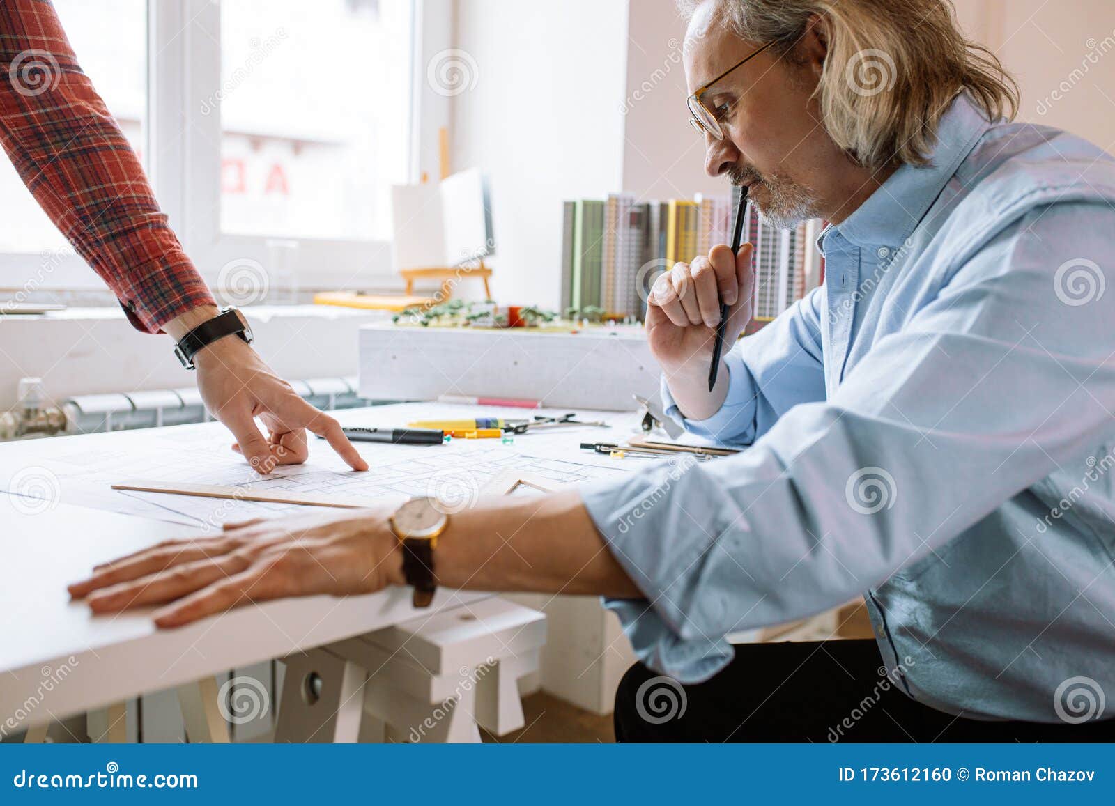 Senior Engineer Working in Office Stock Photo - Image of engineer ...