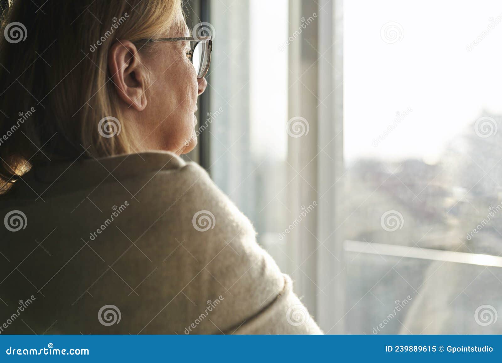 Caucasian Woman Depression Looking Throw Window Stock Photos - Free ...
