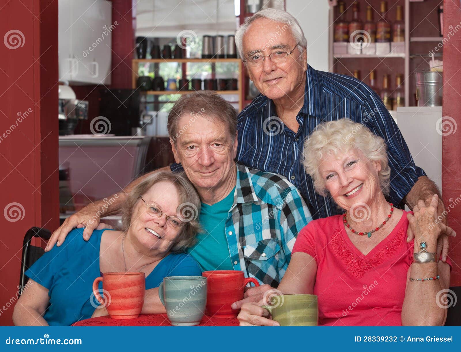 Caucasian Seniors Sitting Together Stock Photo - Image of group, glad ...