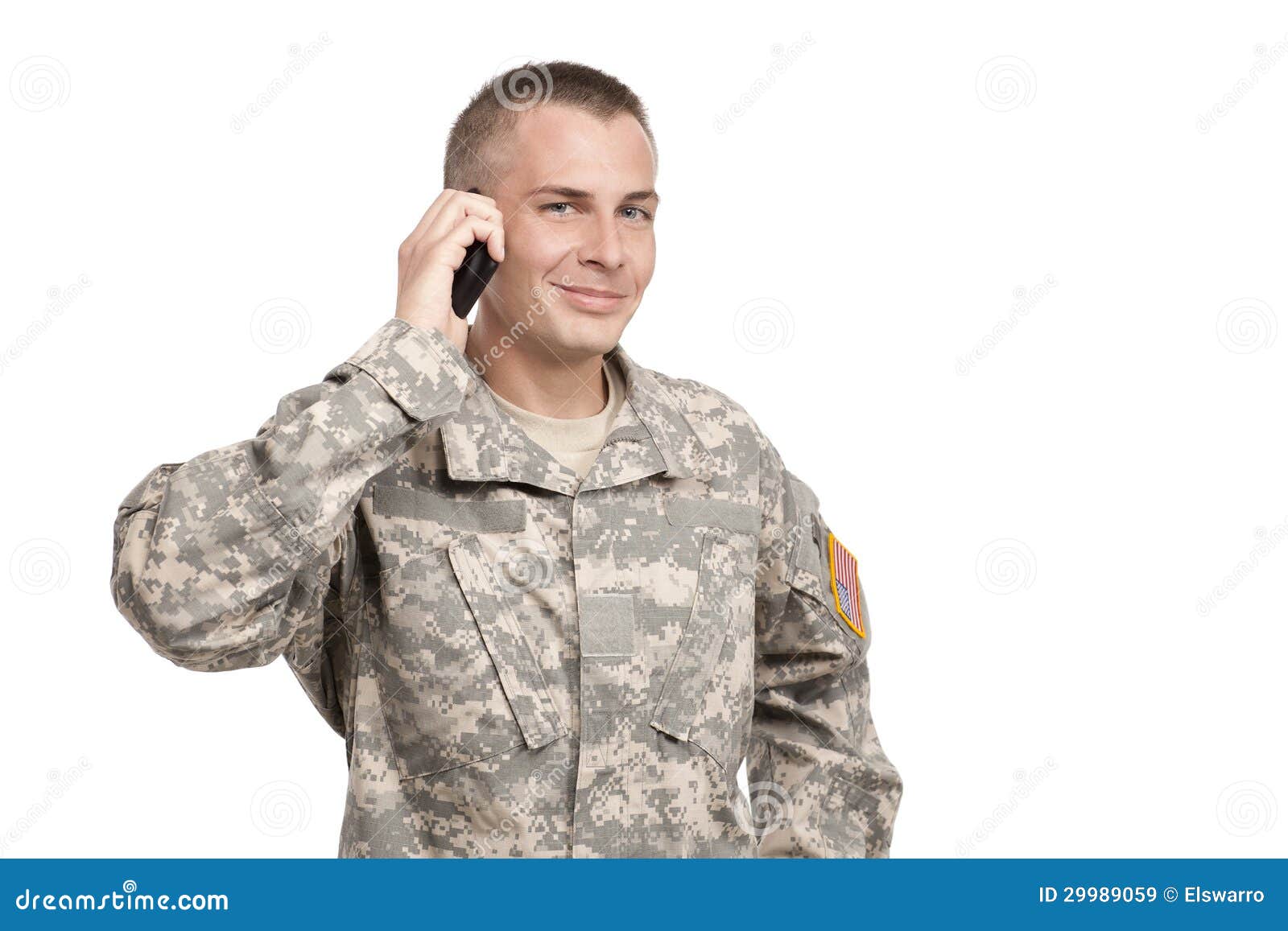 Serviceman on a cellphone stock image. Image of soldier - 29989059