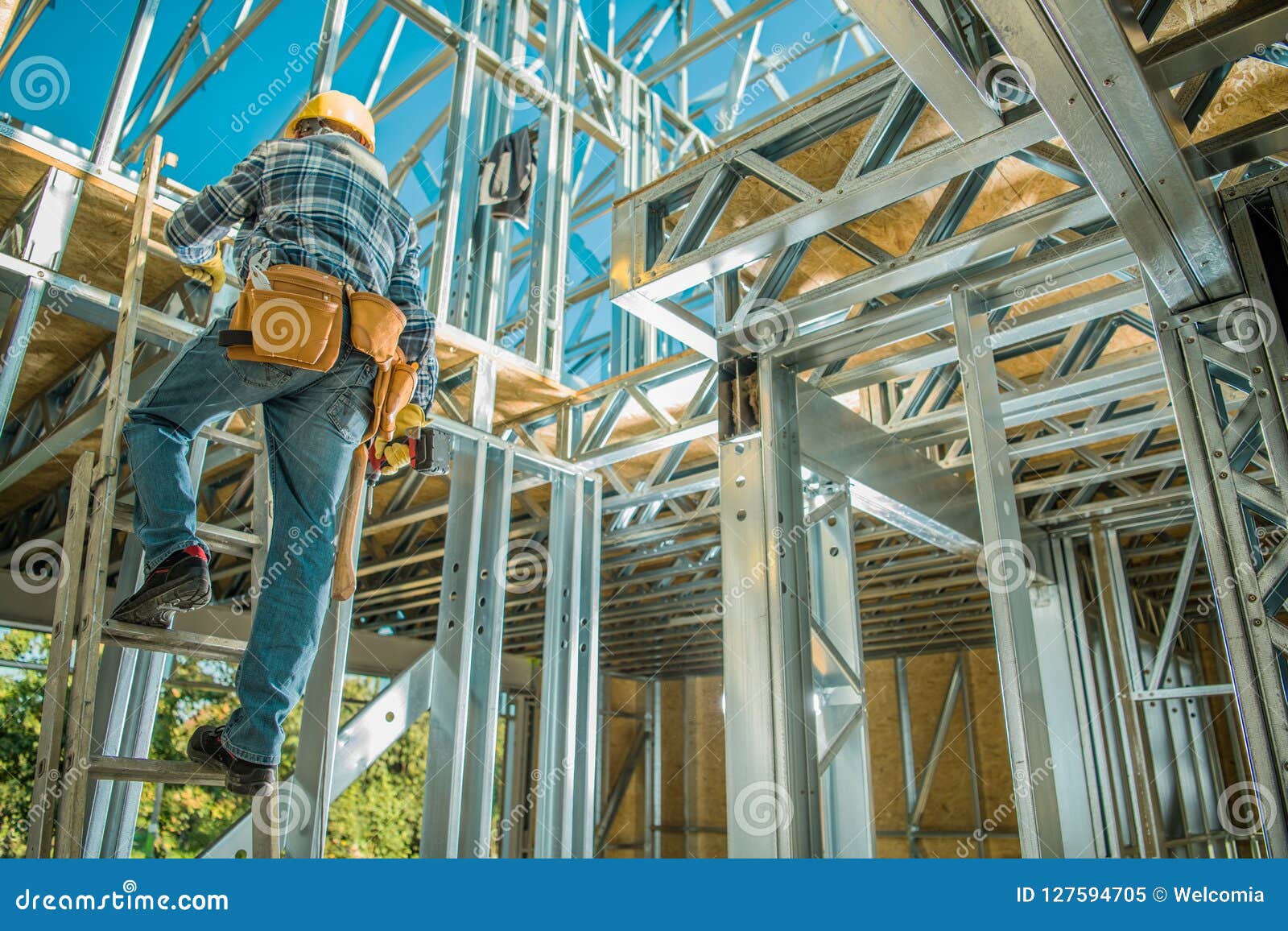 Caucasian Steel Frame Worker Stock Image - Image of housing, frame ...