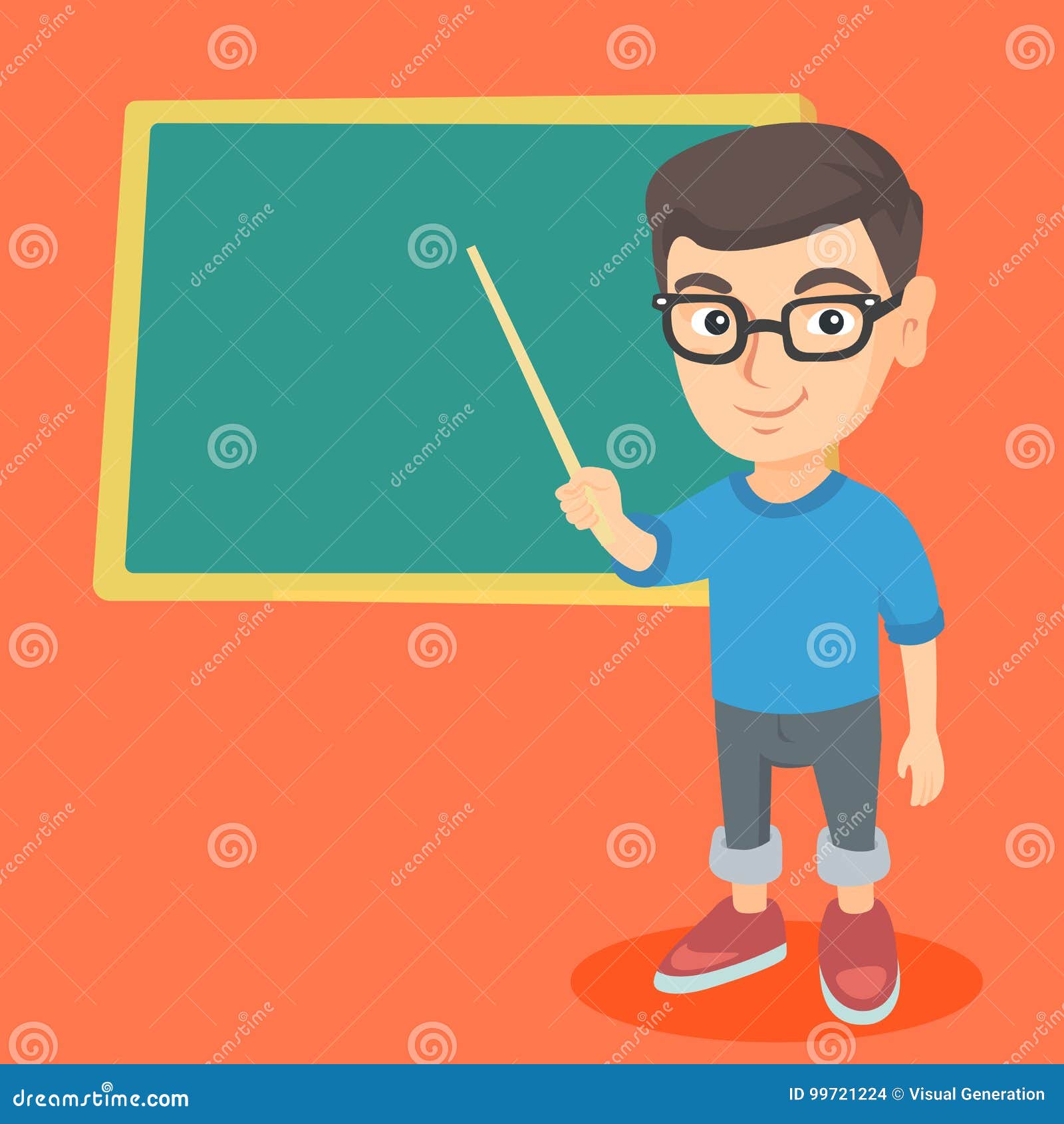 Caucasian Student Pointing at the Blackboard. Stock Vector ...