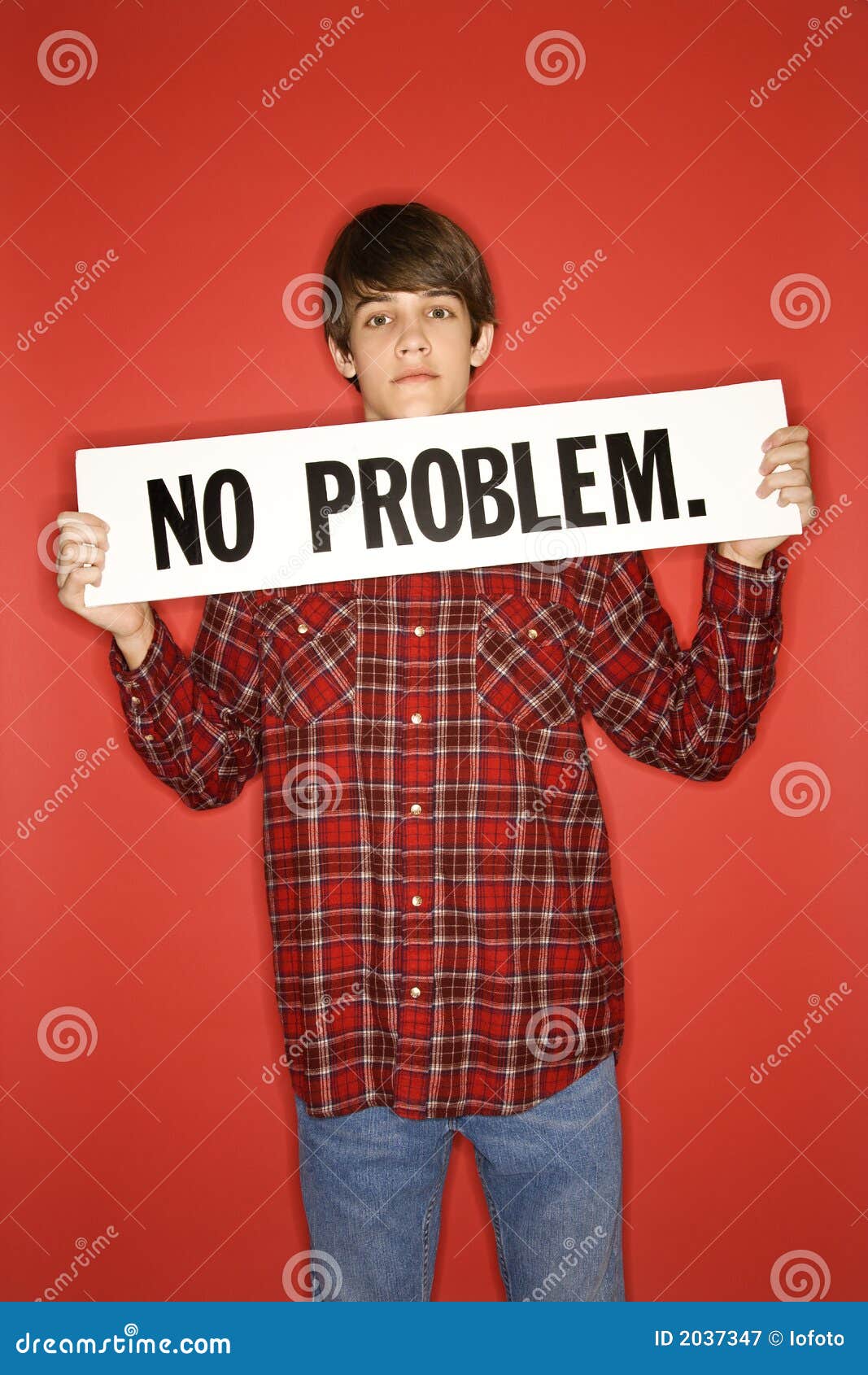 Caucasian Teen Boy Holding No Problem Sign. Stock Image - Image of ...