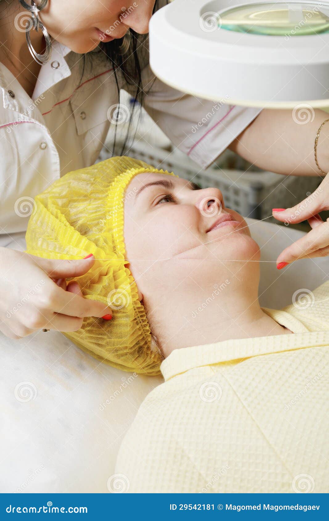 Caucasian Woman Getting Threading Procedure Stock Image - Image of ...