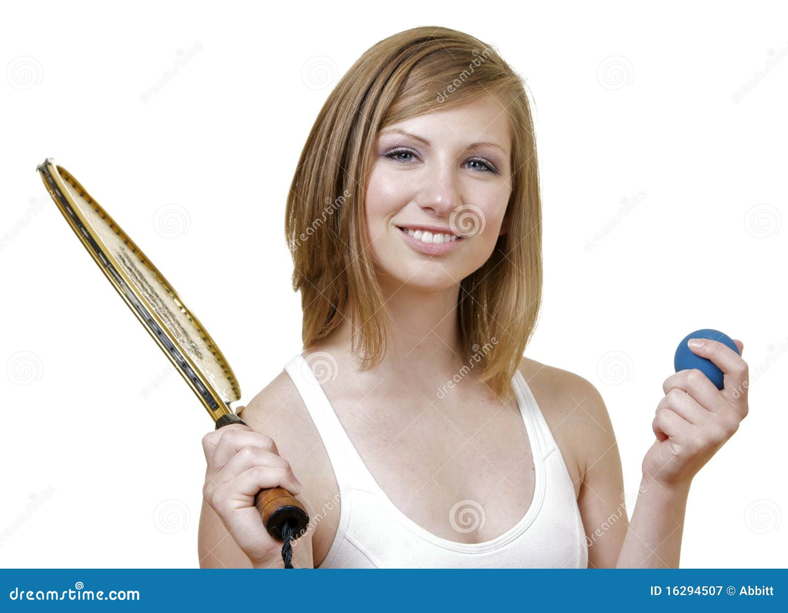 Caucasian Woman with Racket Stock Image - Image of health, beautiful ...