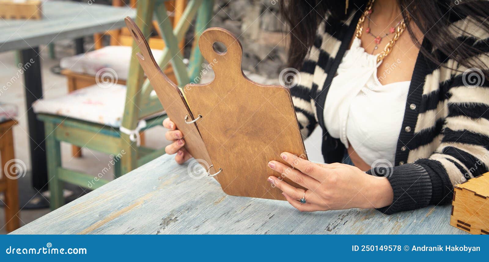 Caucasian Woman Reading Menu in Cafe Stock Photo - Image of order ...