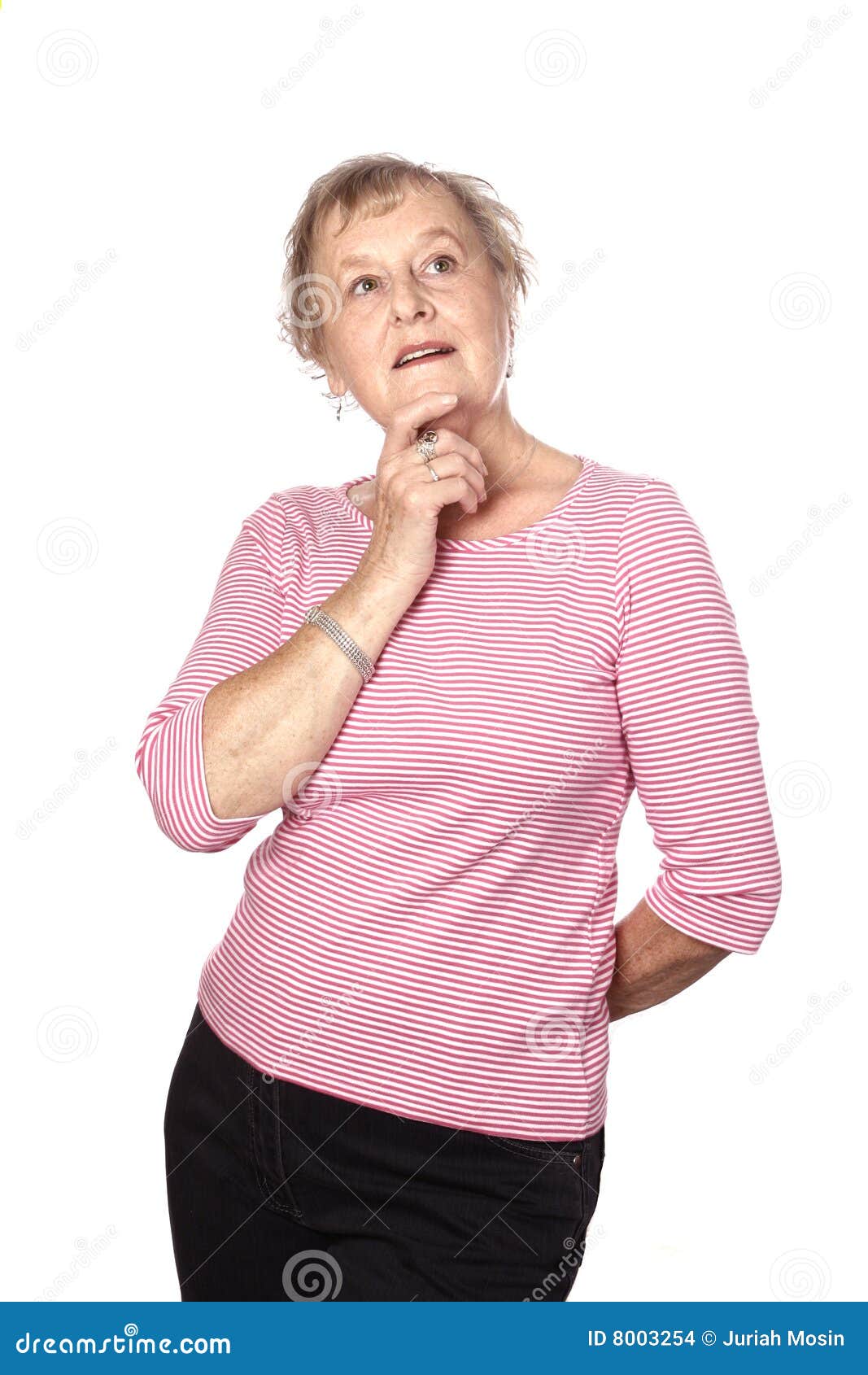 Caucasian Woman in Thinking Pose, Isolated Stock Photo - Image of stare ...