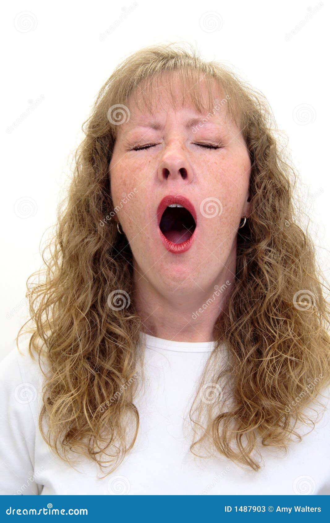 Caucasian woman yawning stock image. Image of drowsy, shoulders - 1487903