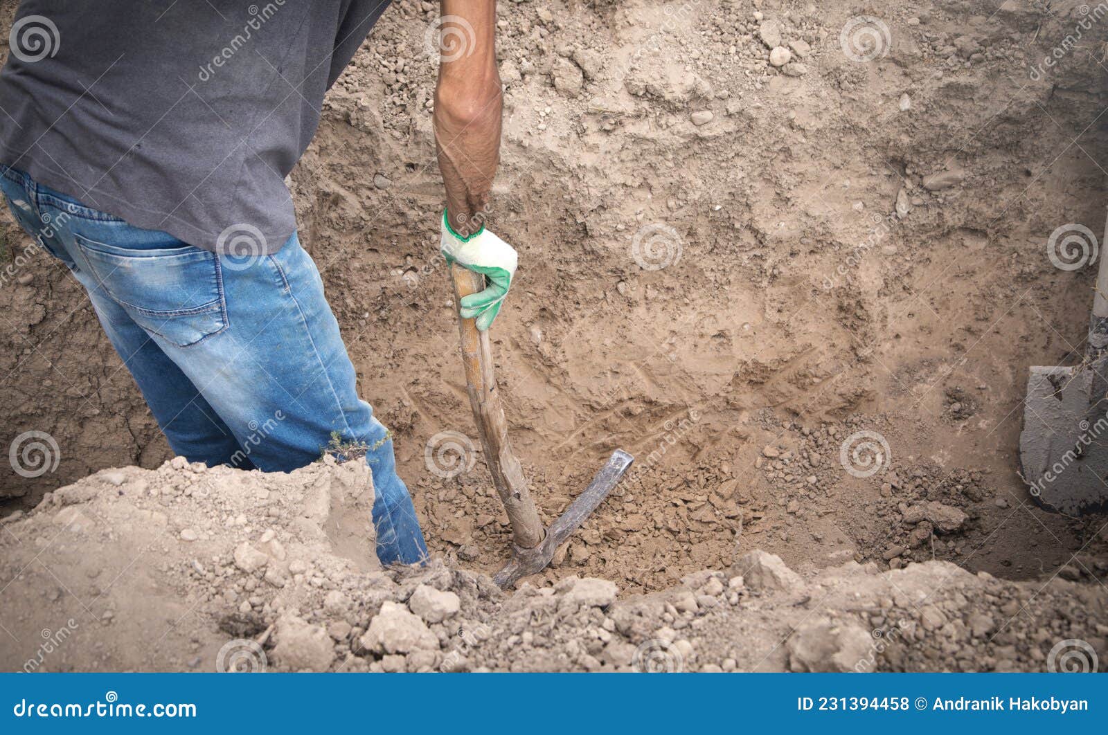 Caucasian Worker Digging a Hole Stock Photo - Image of digging, adult ...