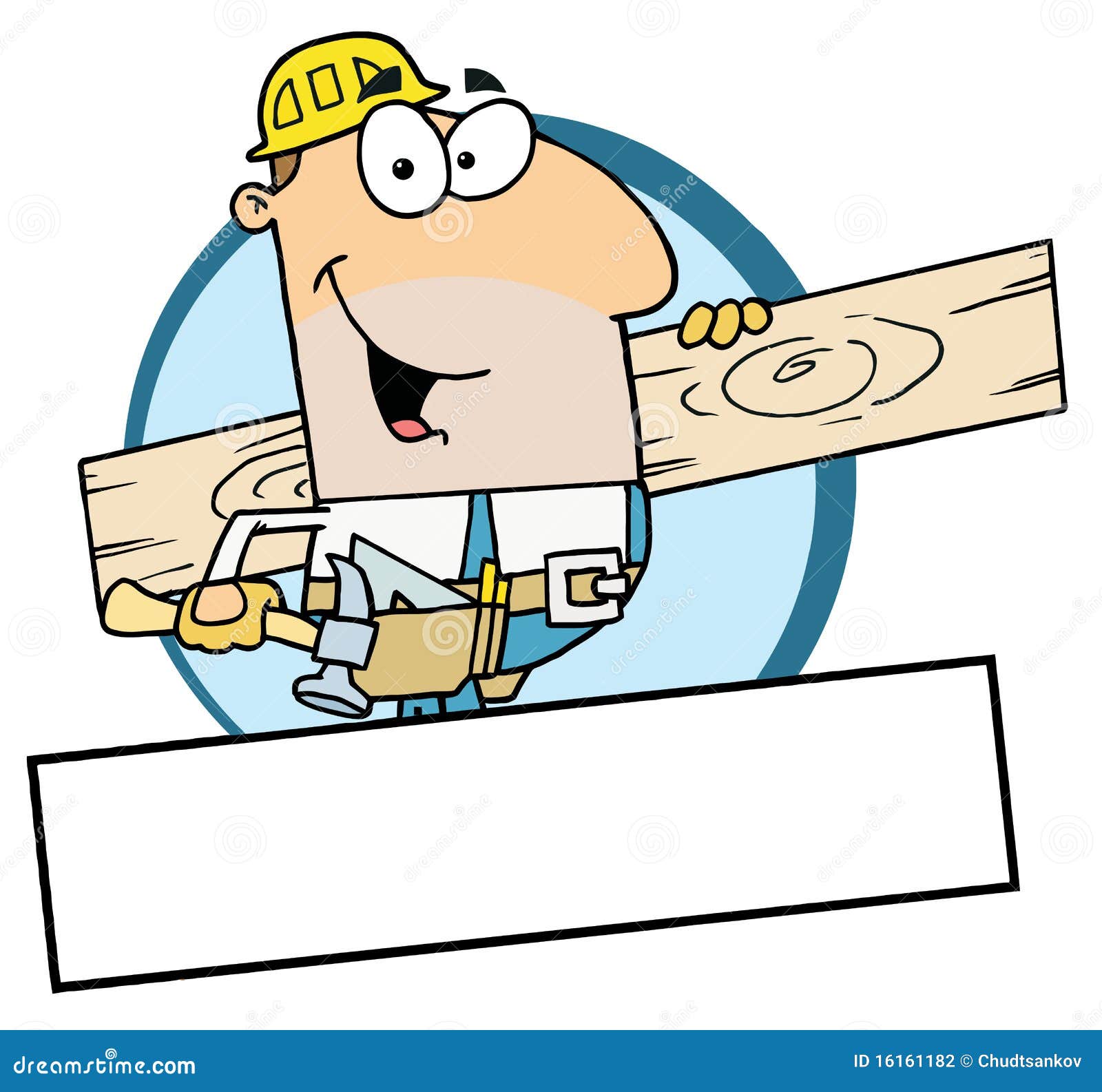 Caucasian Worker Man a Wood Plank Stock Vector - Illustration of ...