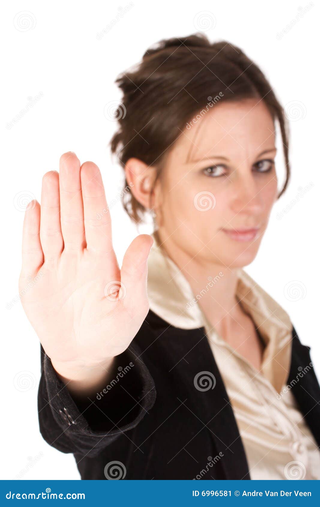 Caucasian Young Female Motioning To Stop Stock Image - Image of ...