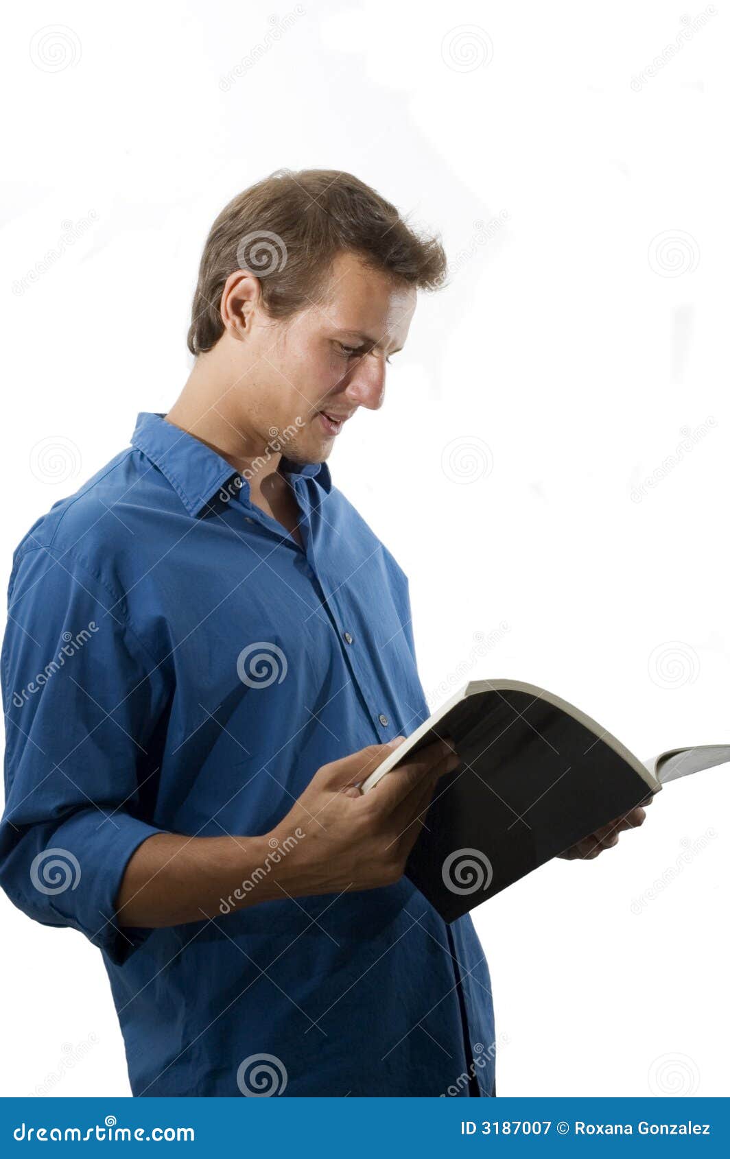 Caucasian Young Male Reading Stock Image - Image of gesture, learn: 3187007