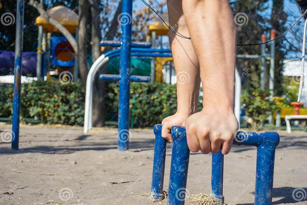 Hands on Bars, Exercise and Park Stock Photo - Image of flexibility ...