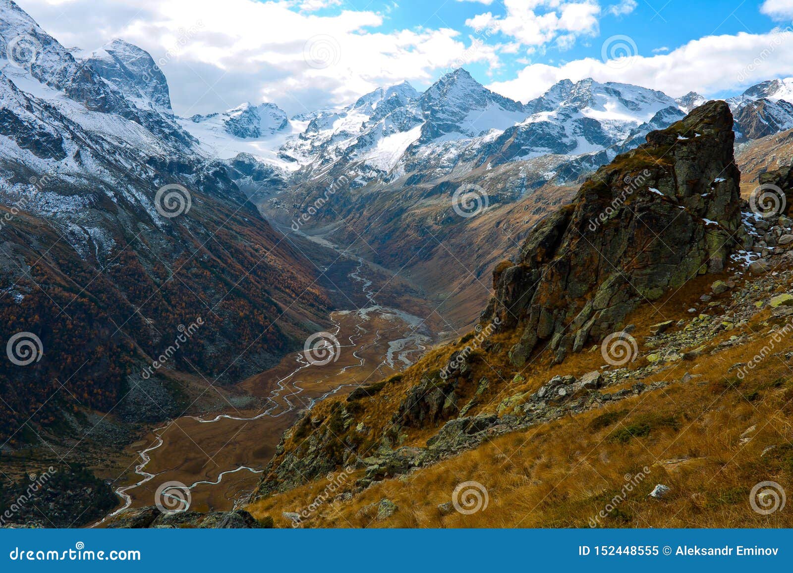 Caucasus Gorge in the Valley of the River Myrda Stock Image - Image of ...