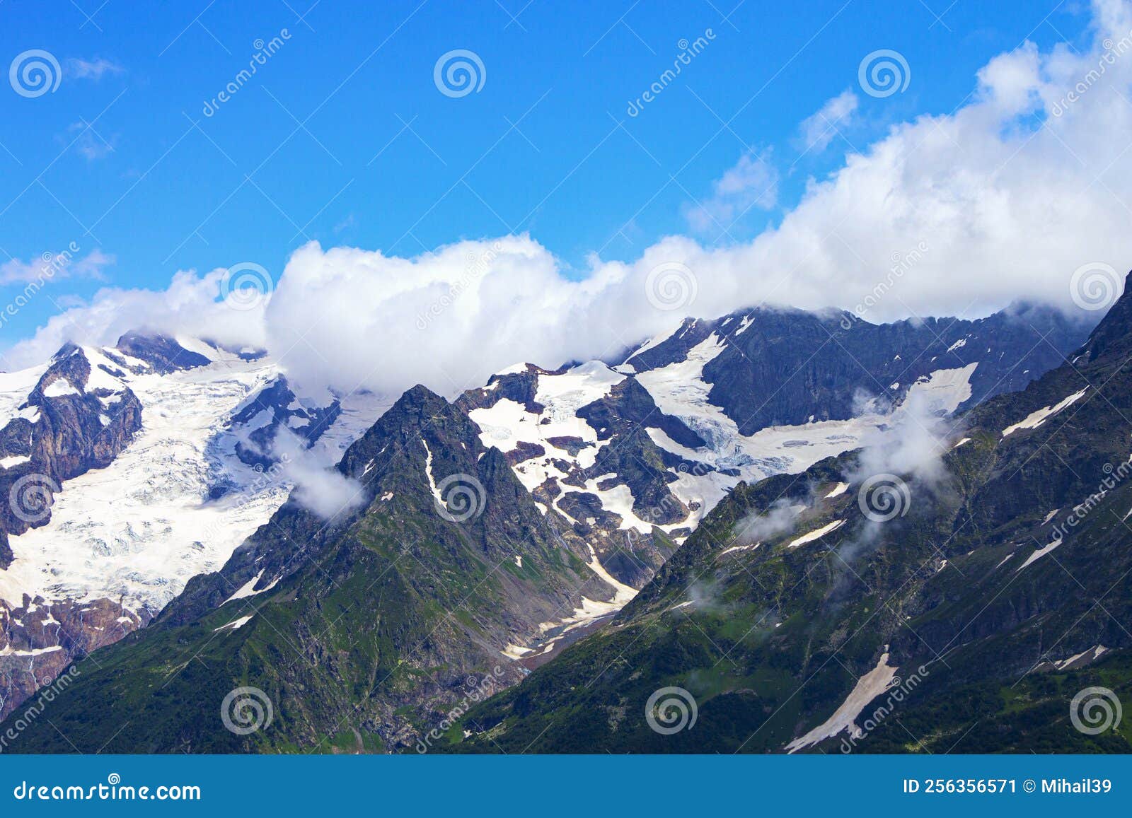 The Caucasus Mountains. Mountain Peaks in Summer. Stock Image - Image ...