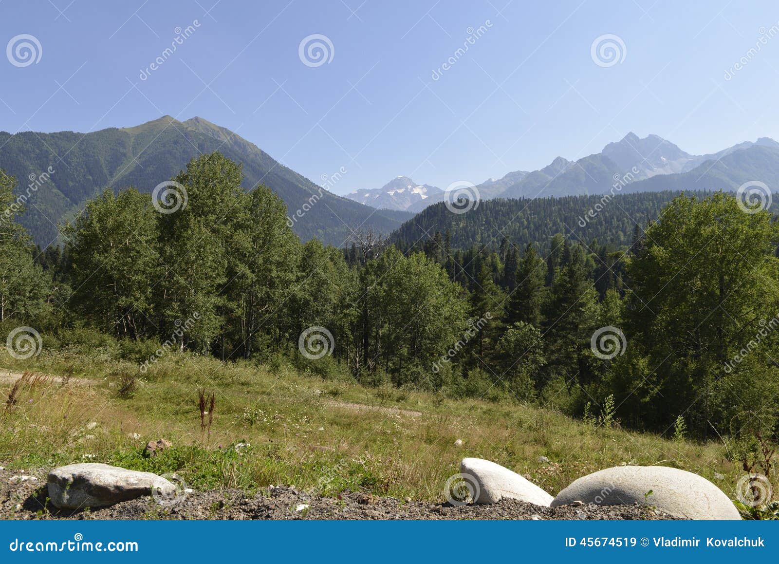 Caucasus Mountains stock image. Image of meadow, flowers - 45674519