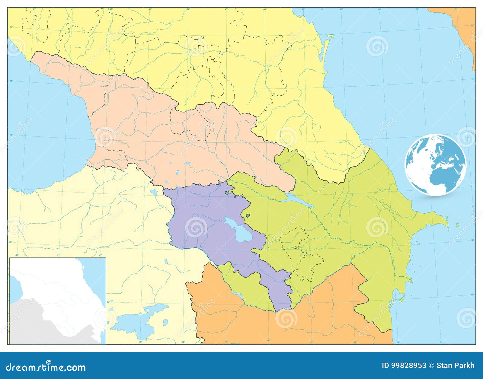 Caucasus Political Map. No Text Stock Vector - Illustration of nation ...