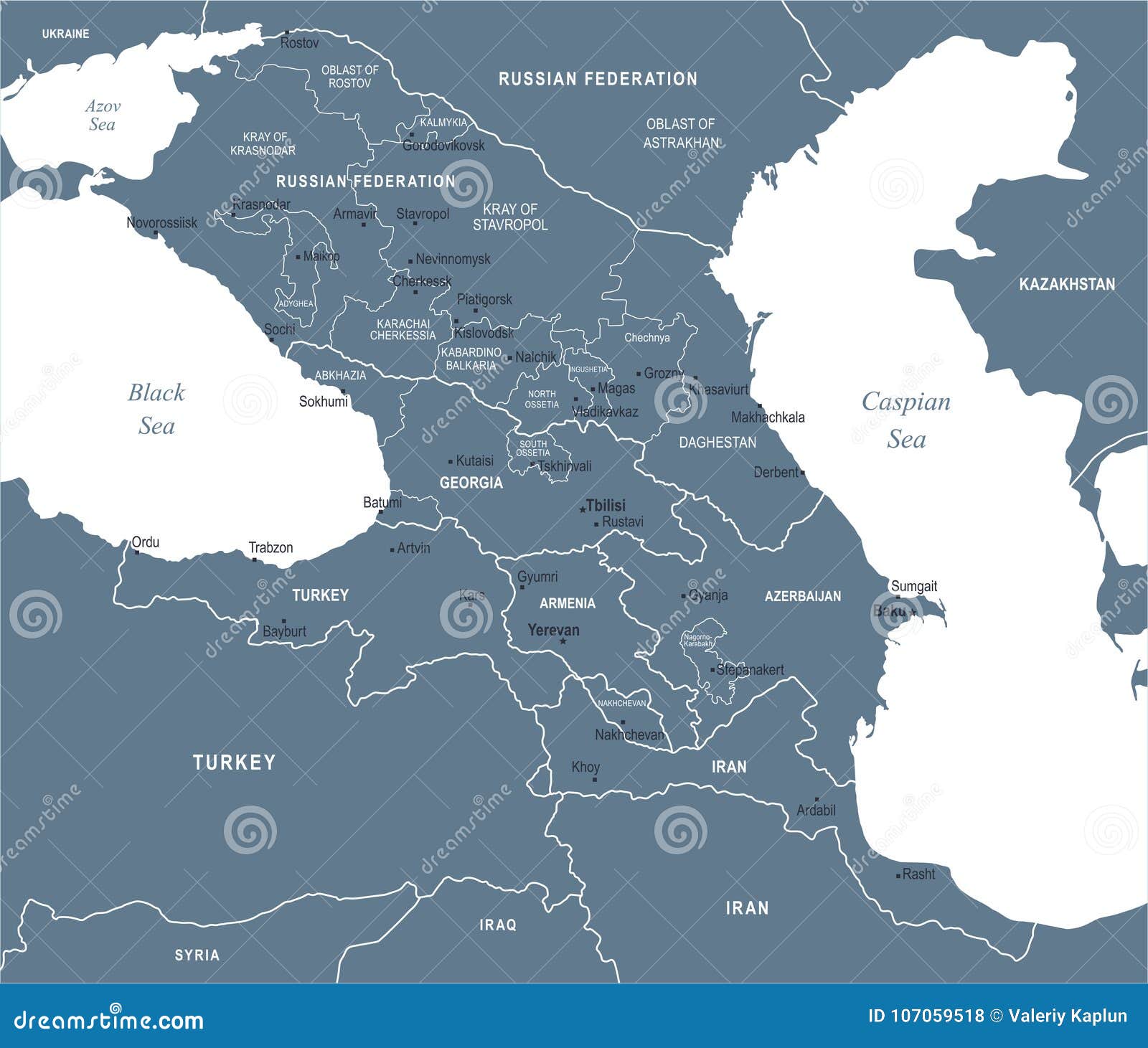 Caucasus Region Map - Vector Illustration Stock Illustration ...