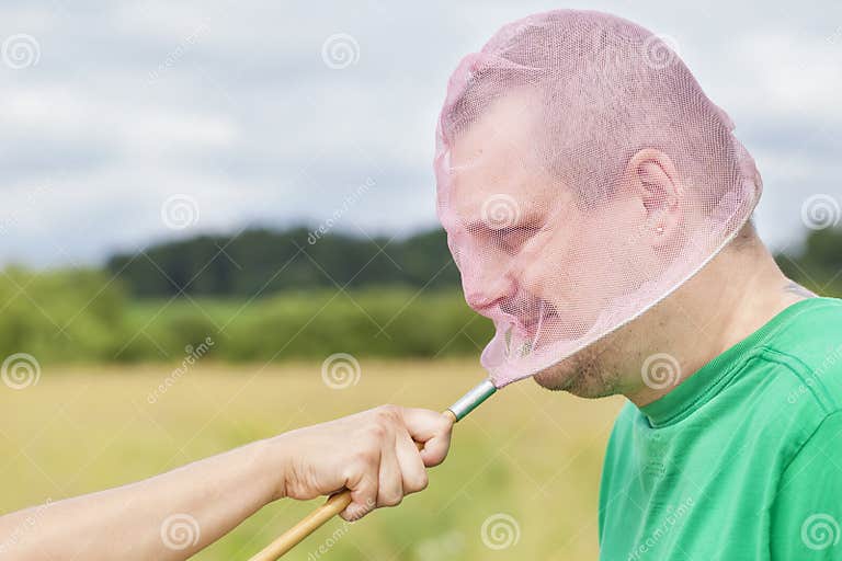 Caught Man with a Butterfly Net Stock Photo - Image of carefree ...