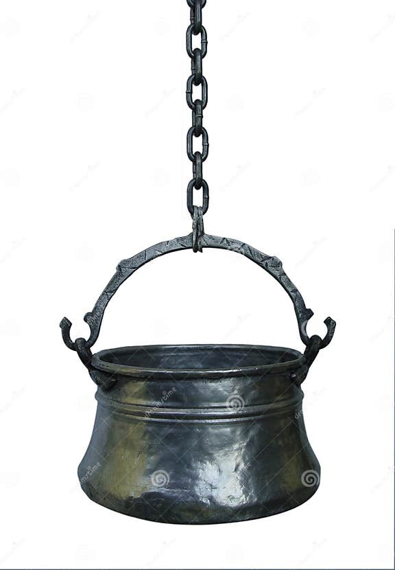 Cauldron stock photo. Image of cook, utensil, chain, kettle - 1003656