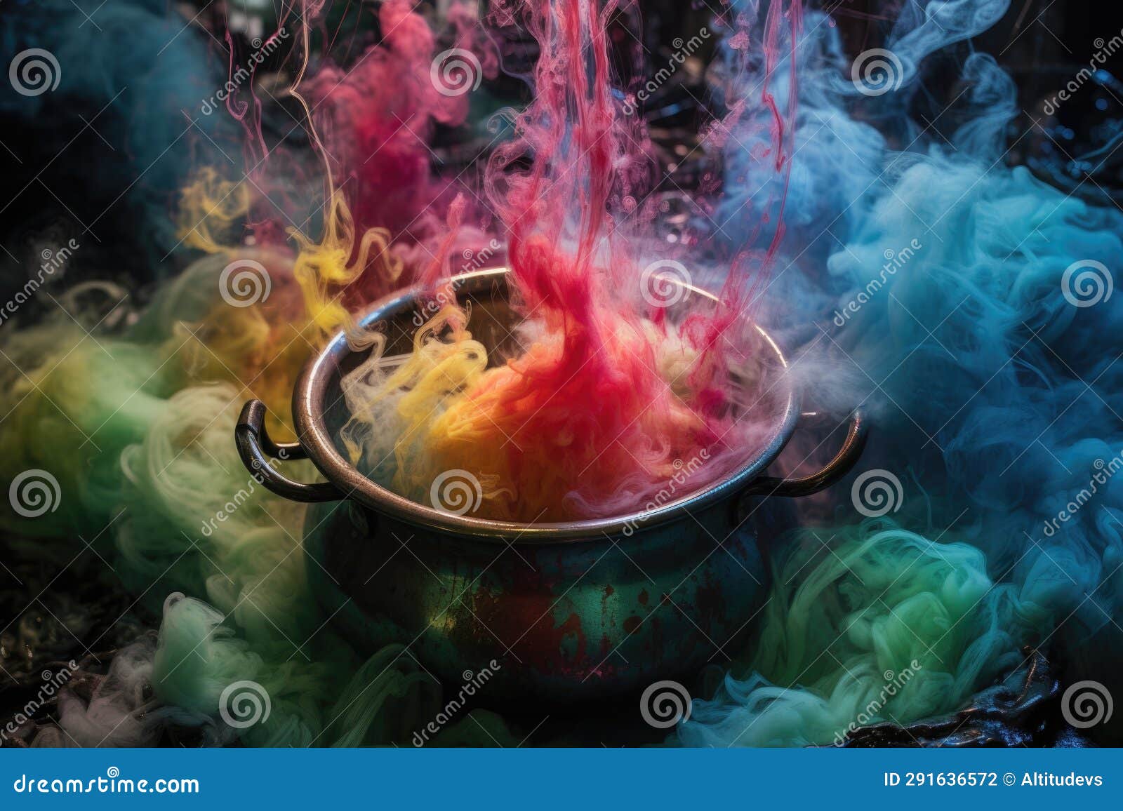 A Cauldron with Colored Smoke Coming Out from it Stock Photo - Image of ...