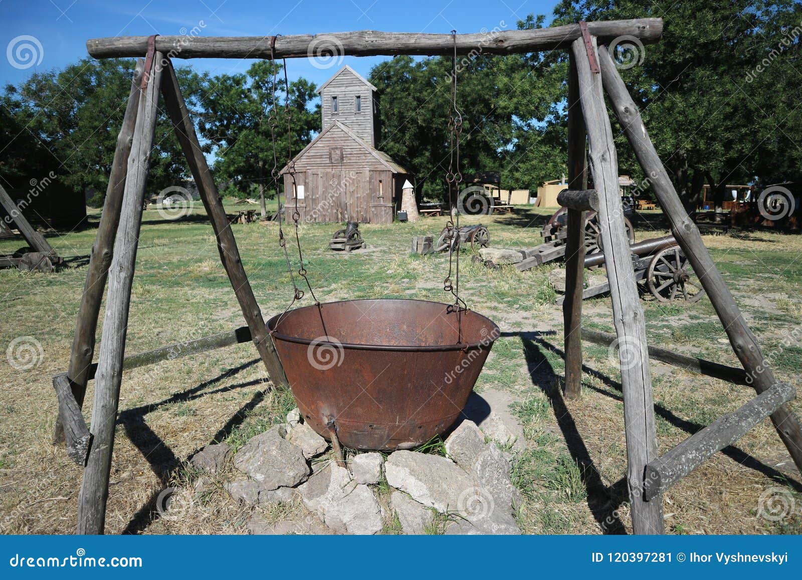 Cauldron for Cooking on Fire in the Museum-skansen Stock Image - Image ...