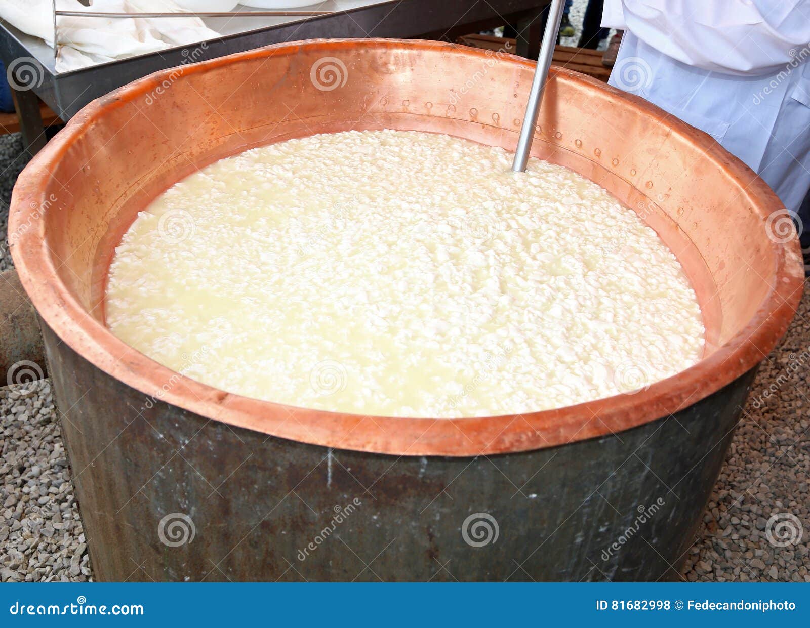 Cauldron with the Curdled Milk To Make Cheese Stock Photo - Image of ...
