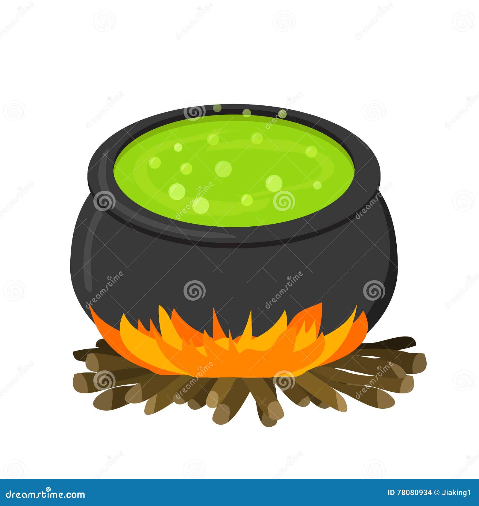 Cauldron on Fire in Flat Style Stock Vector - Illustration of ...